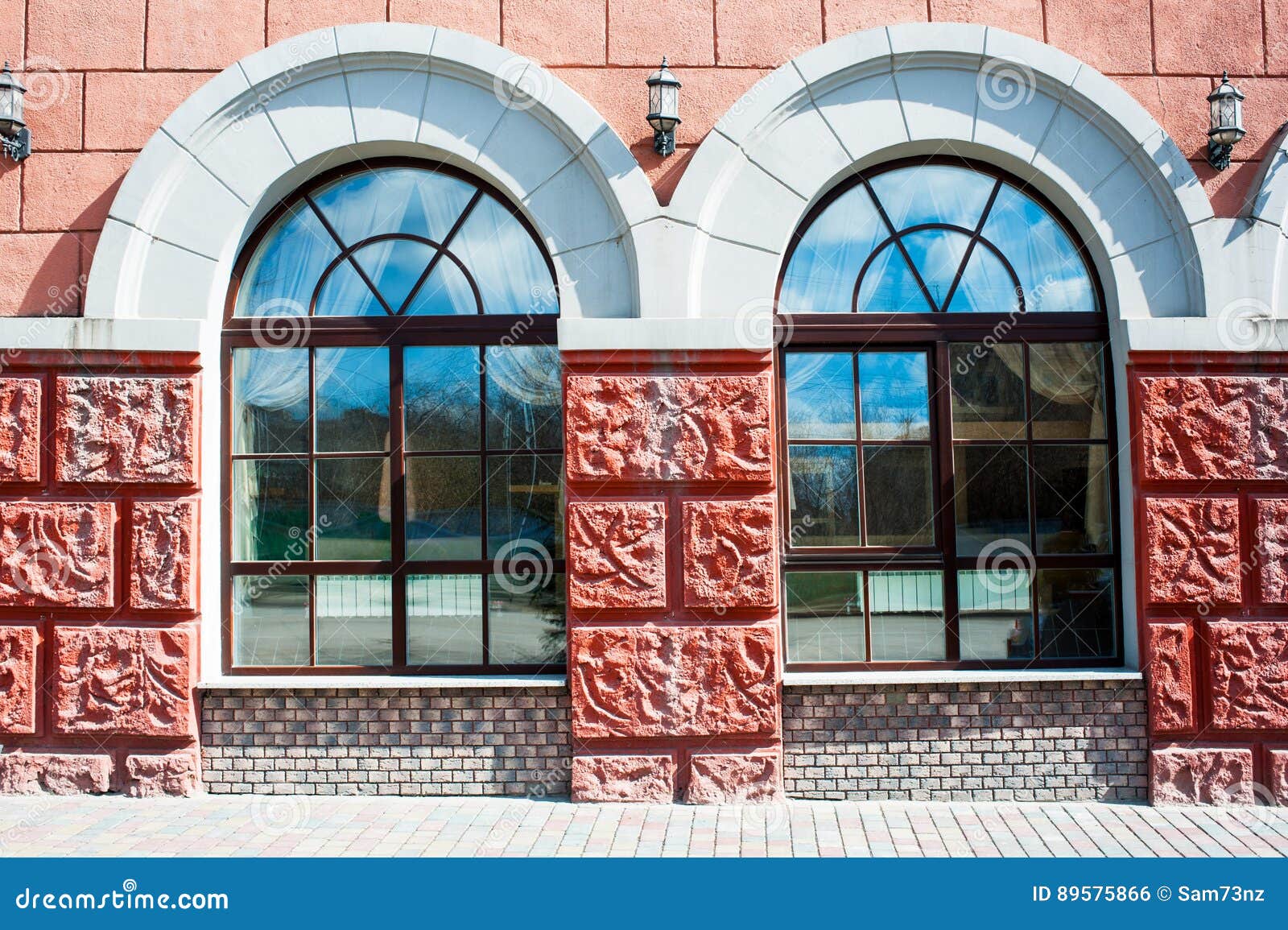 Large Windows in Old Building Stock Photo - Image of structure ...