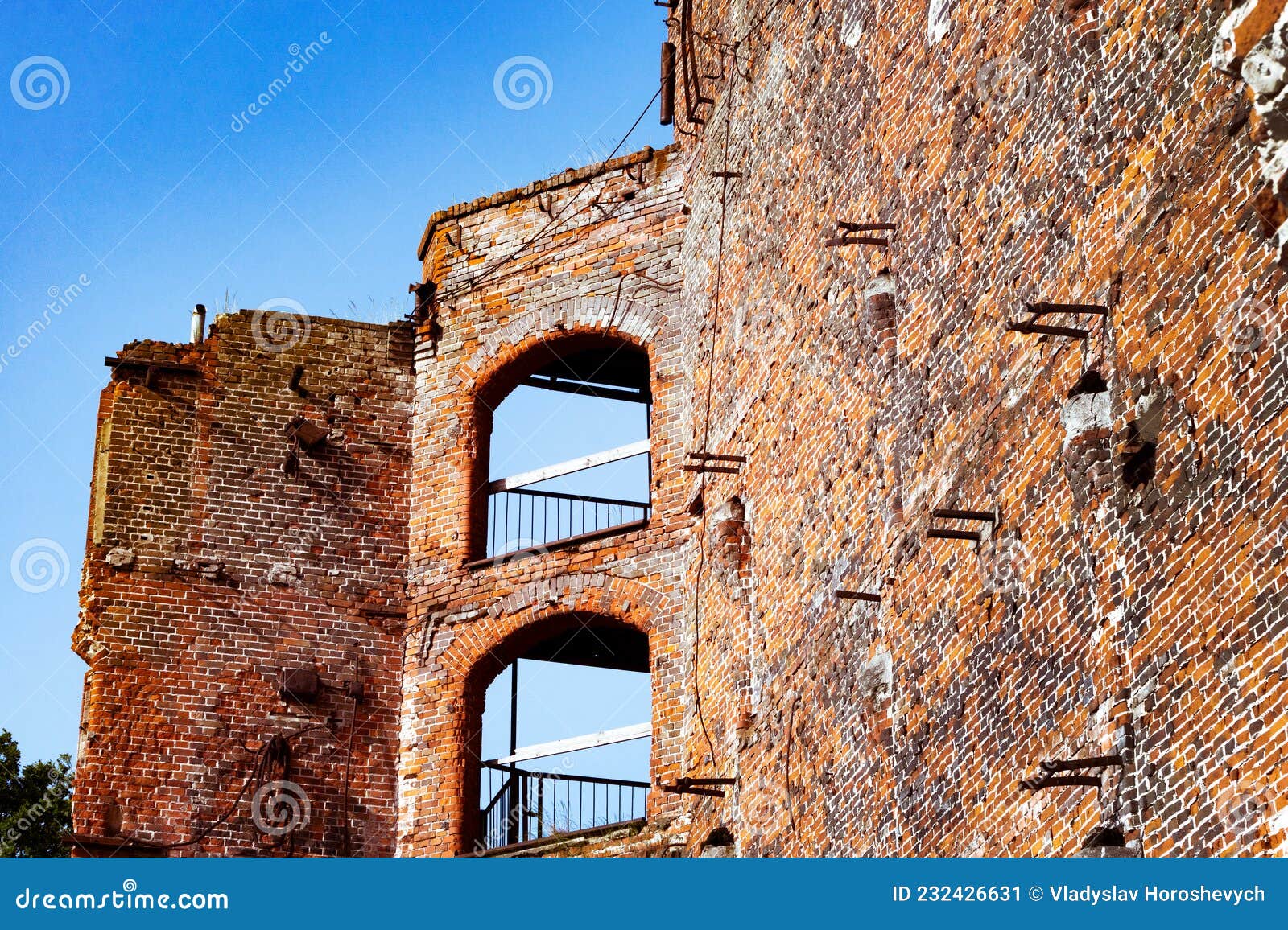 Large Windows in an Old Red Brick Building Stock Image - Image of ...