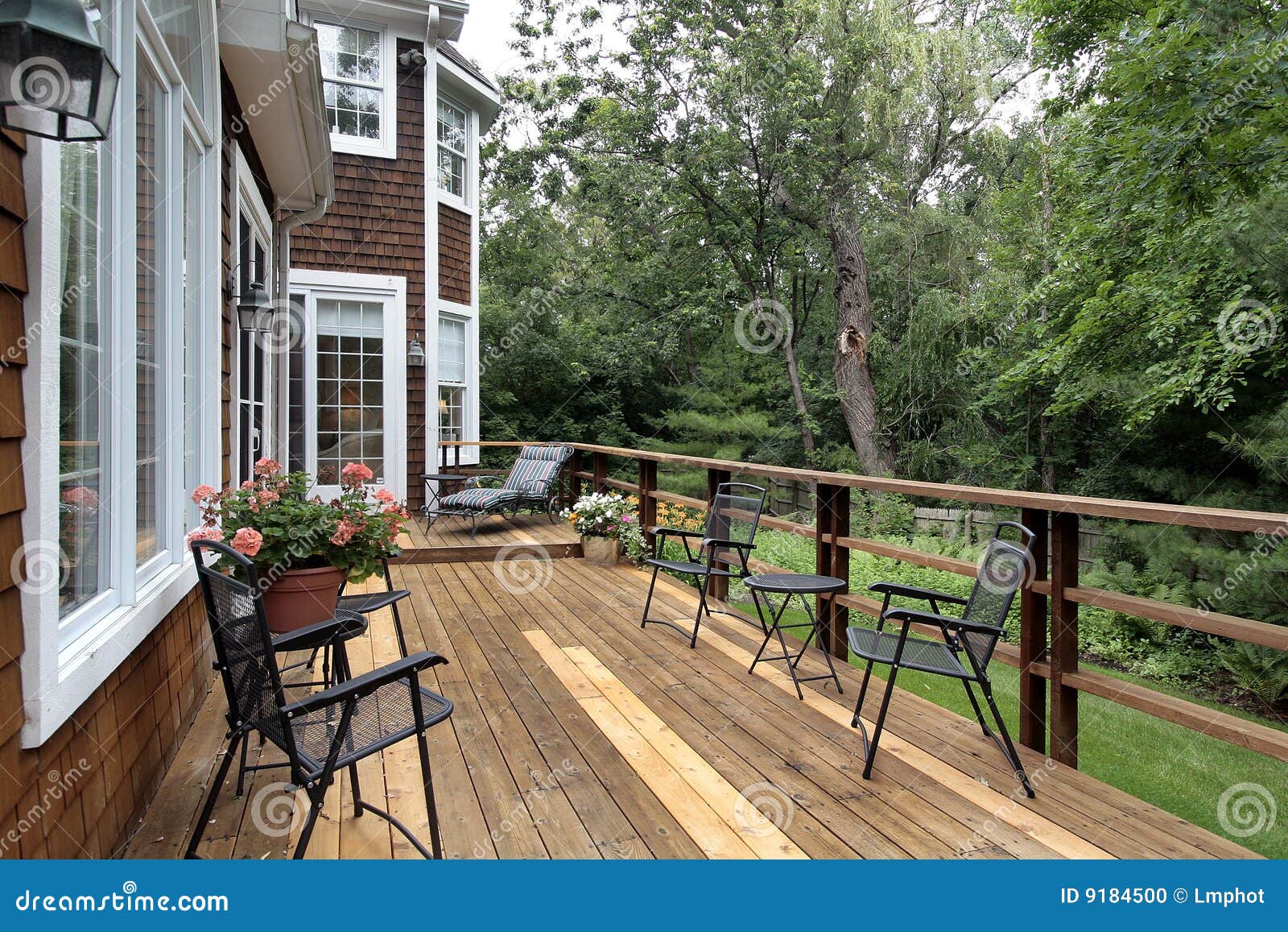 Large Wood Deck of Luxury Home Stock Photo - Image of modern, estate ...