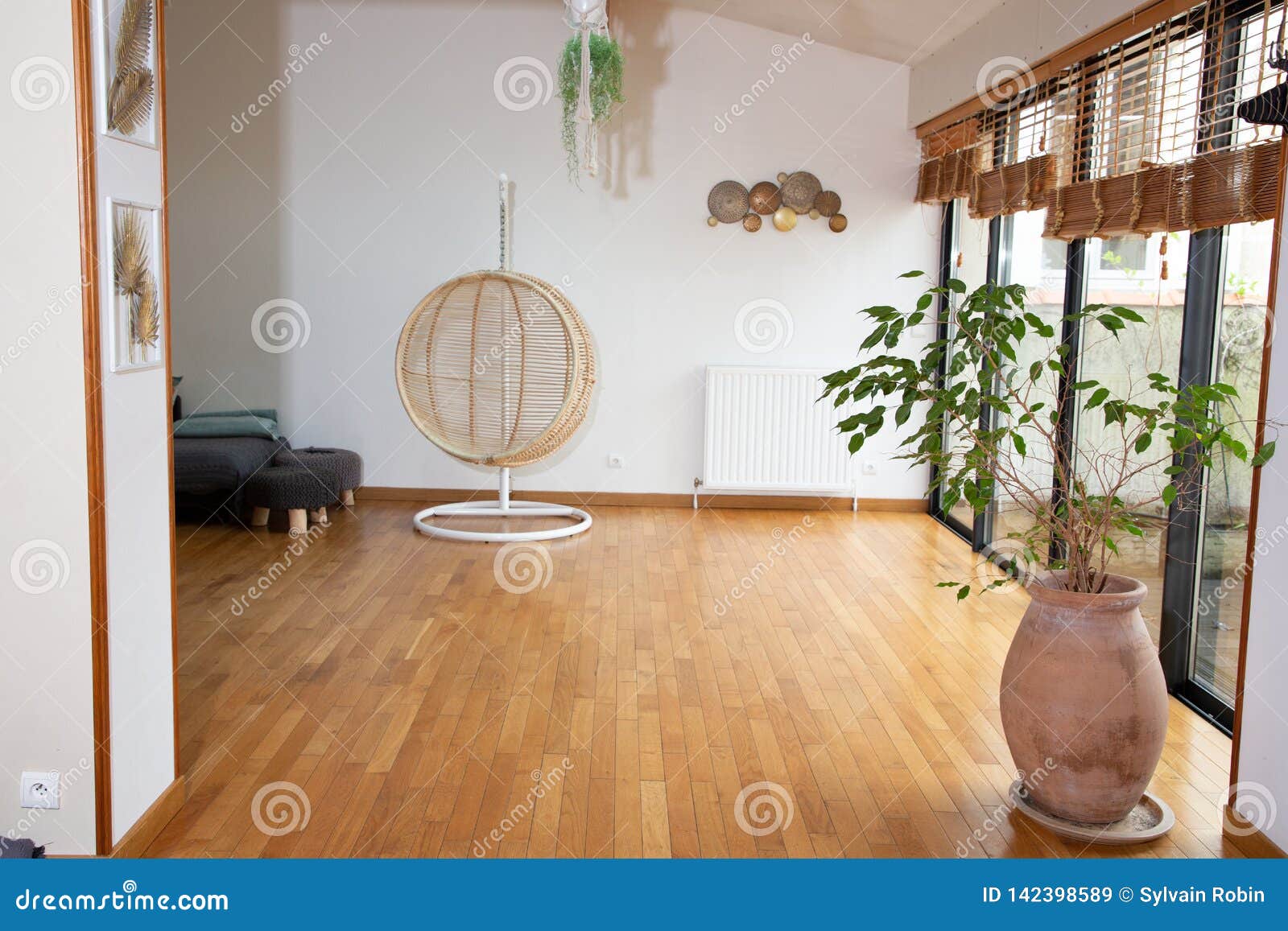 Large Wood Floor in Home in Interior House Stock Image - Image of flat ...