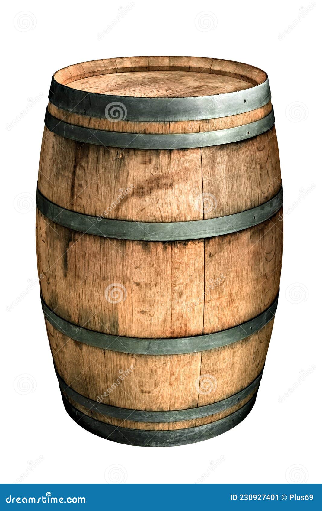 Large Wooden Barrel Isolated on White Background Stock Image - Image of ...