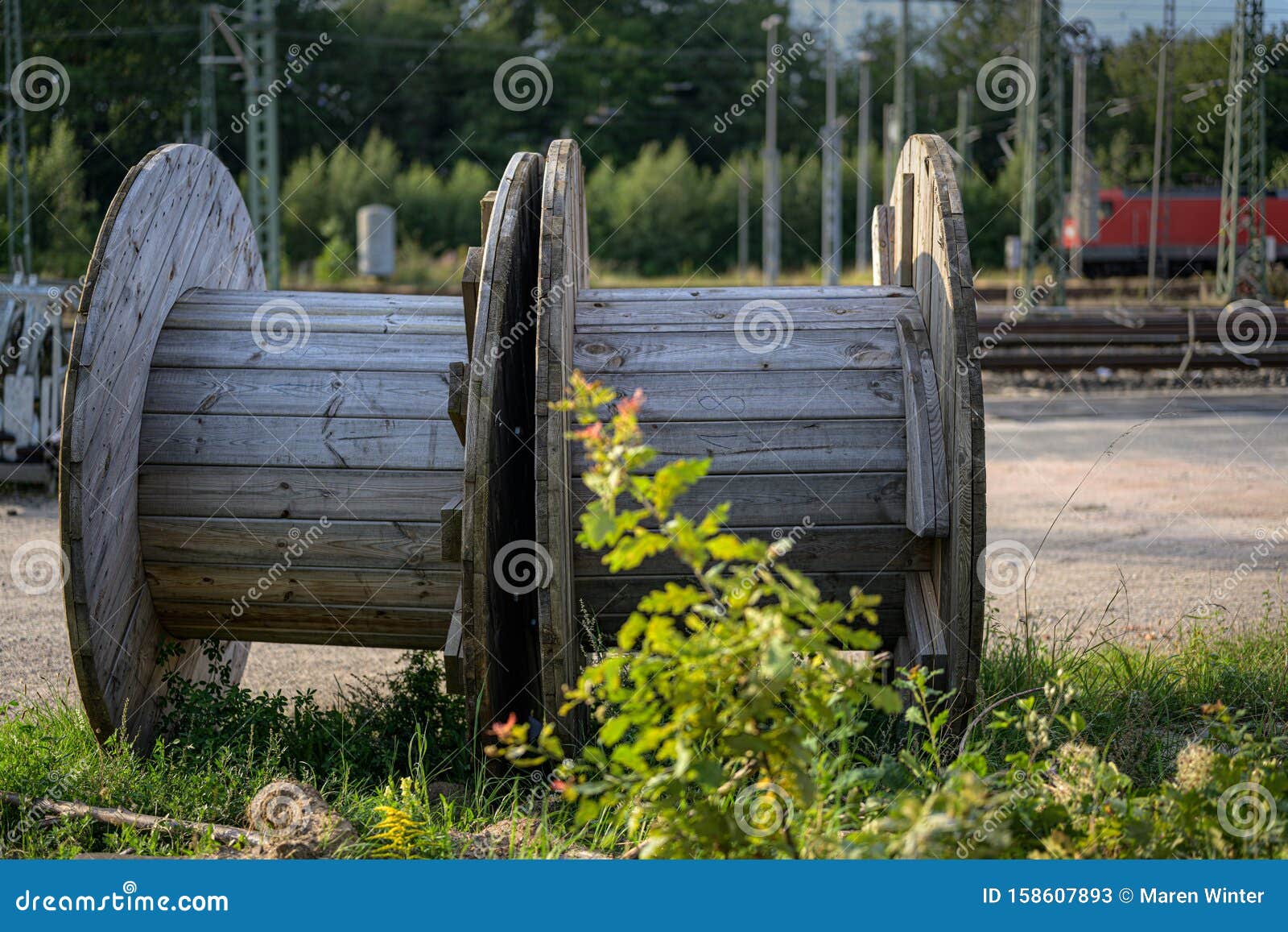 Old Wooden Cable Reel Drum Spools Royalty-Free Stock Image ...