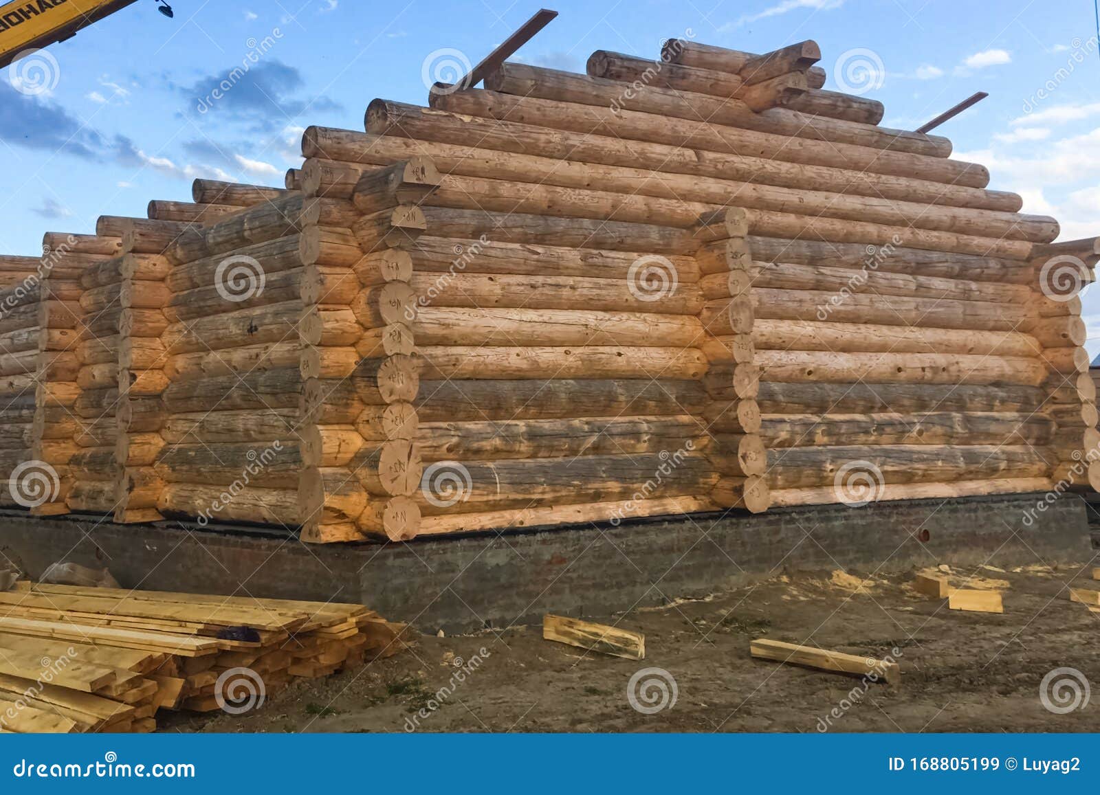 Large Wooden House from a Log House, Details of a Wooden Structu Stock ...