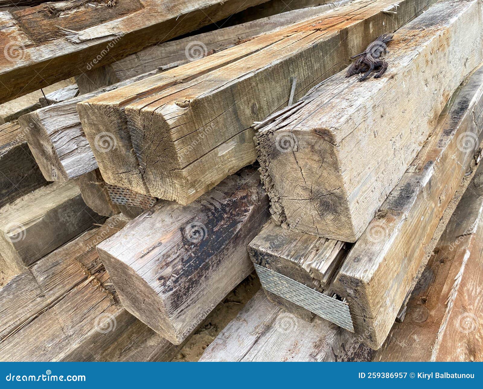 Large Wooden Rectangular Logs or Large Diameter Square Cross Ties at a ...