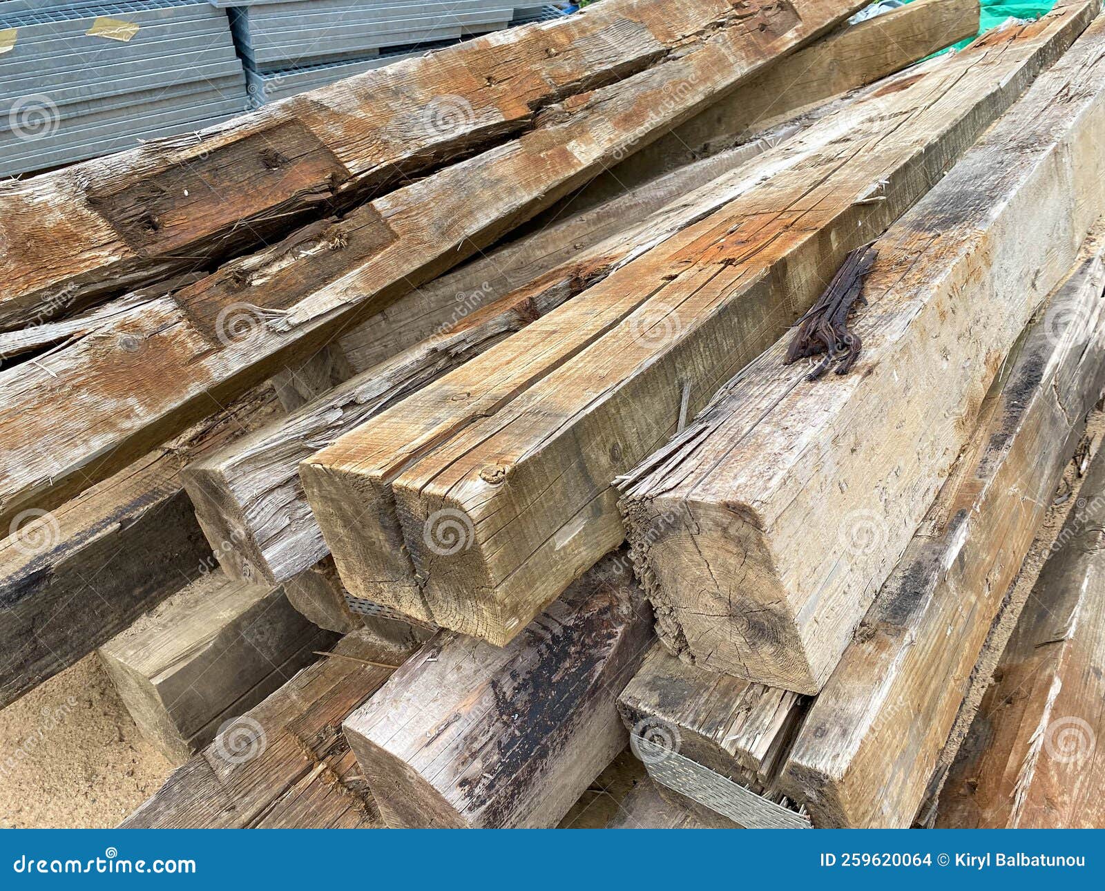 Large Wooden Rectangular Logs or Large Diameter Square Cross Ties at a ...