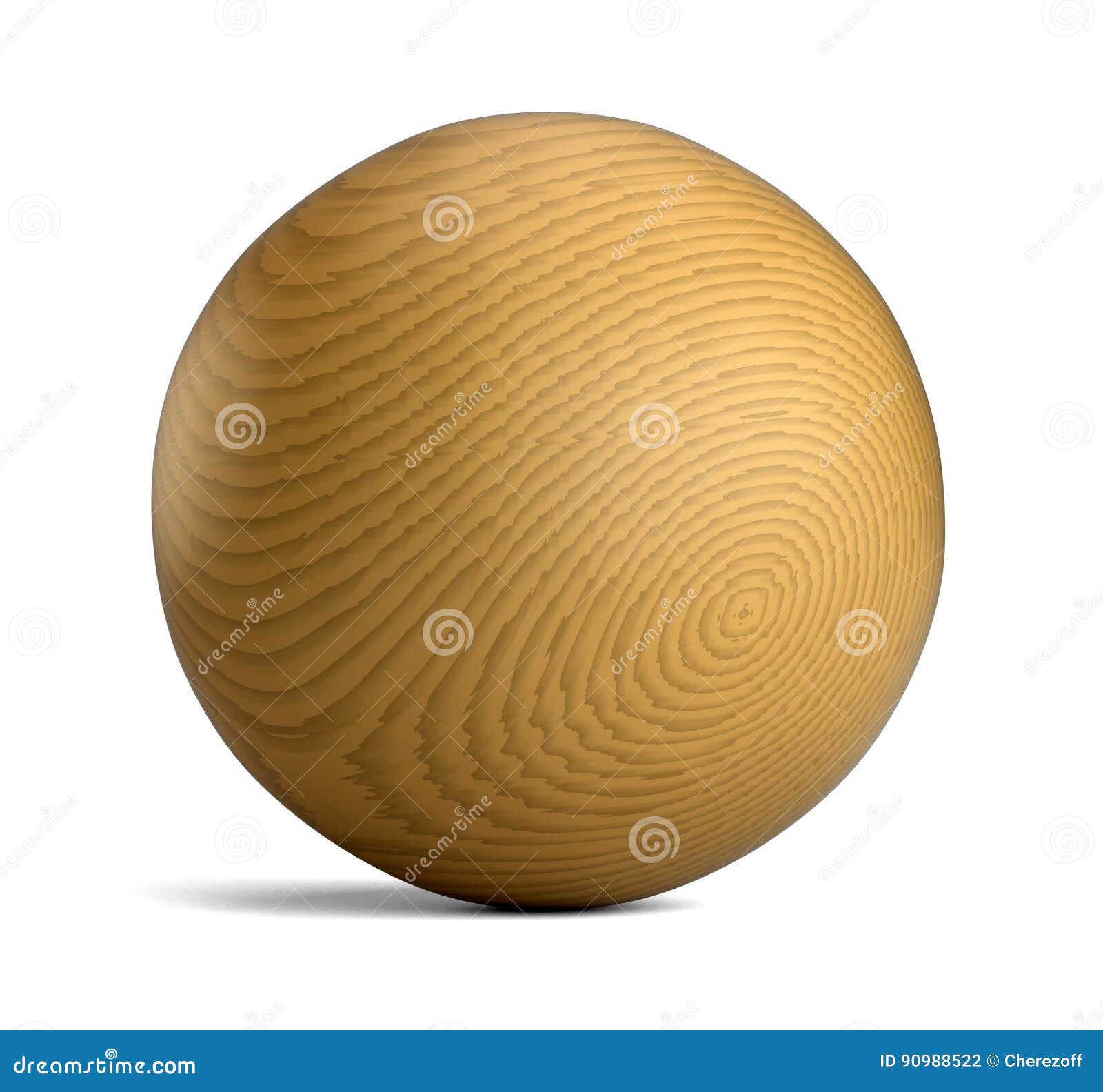 Large Wooden Sphere on White Background Stock Illustration ...