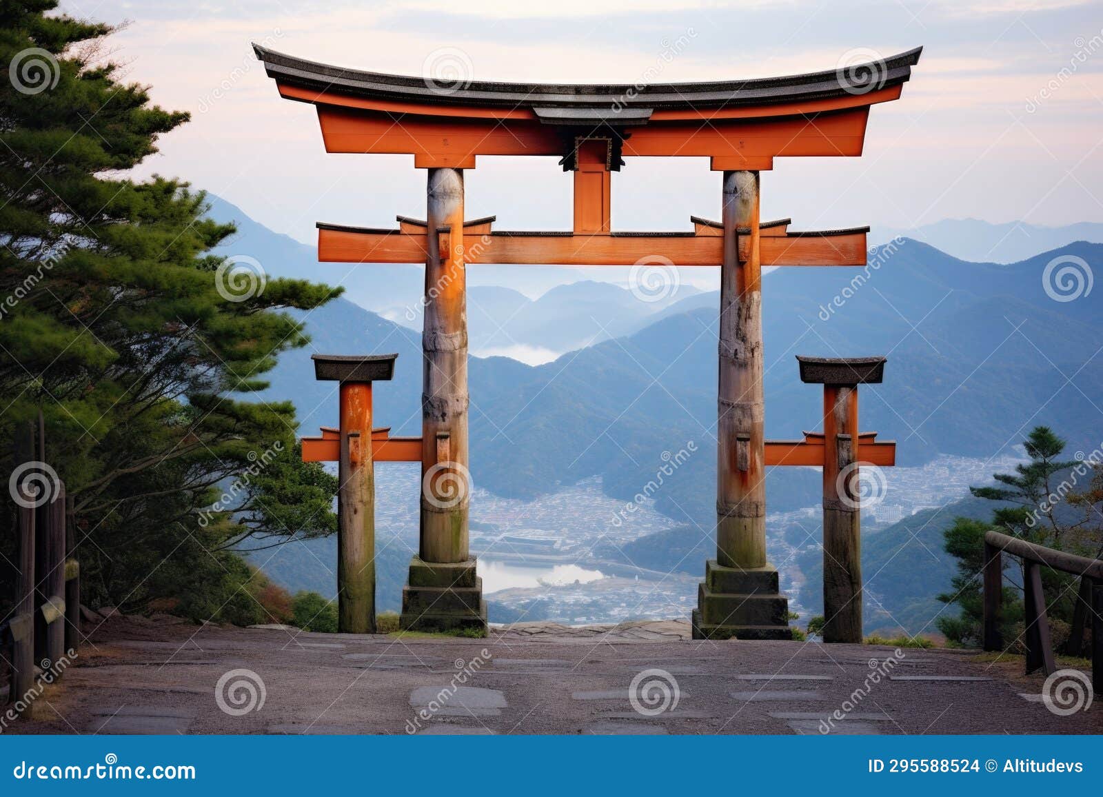 Wooden Torii Gateway, The Traditional Japanese Gate At Shinto Shrine ...
