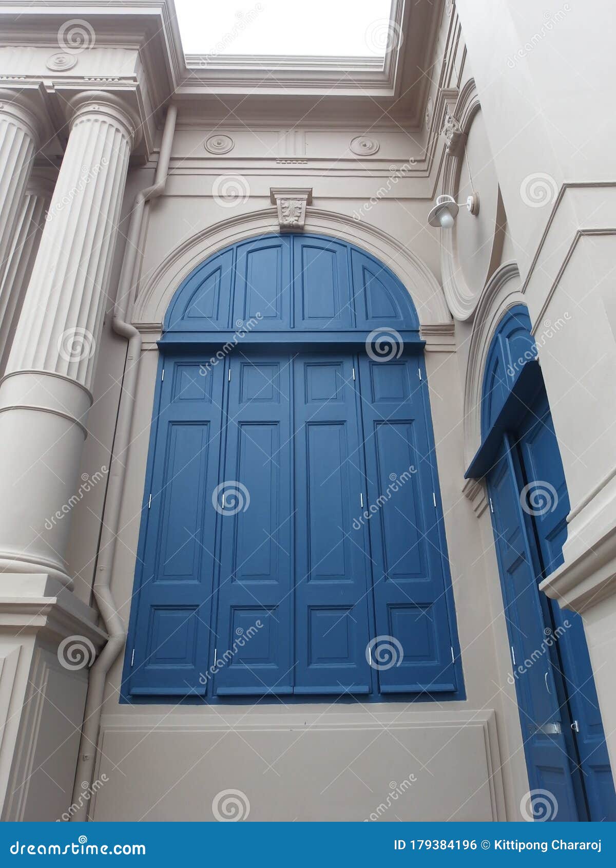 Large Wooden Window Doors, Neoclassical Architecture Stock Photo ...