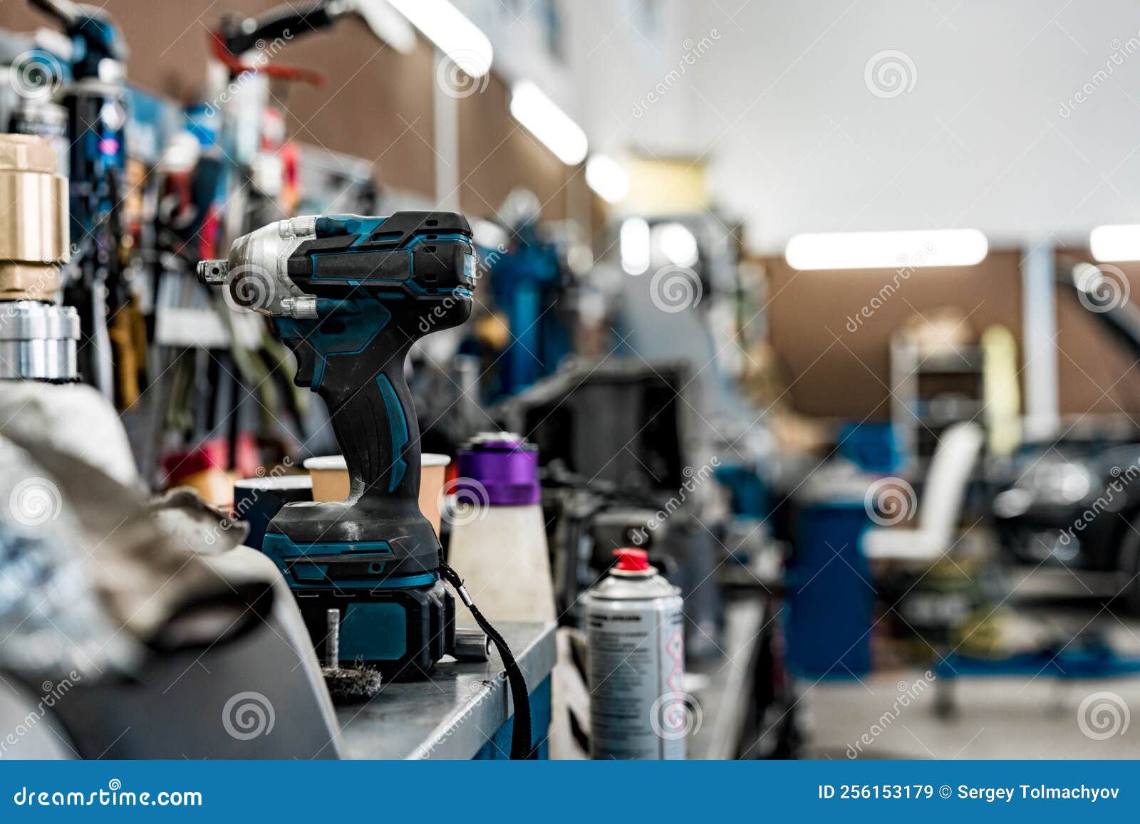 Large Workbench with Tools at Station for Vehicle Technical Servicing ...