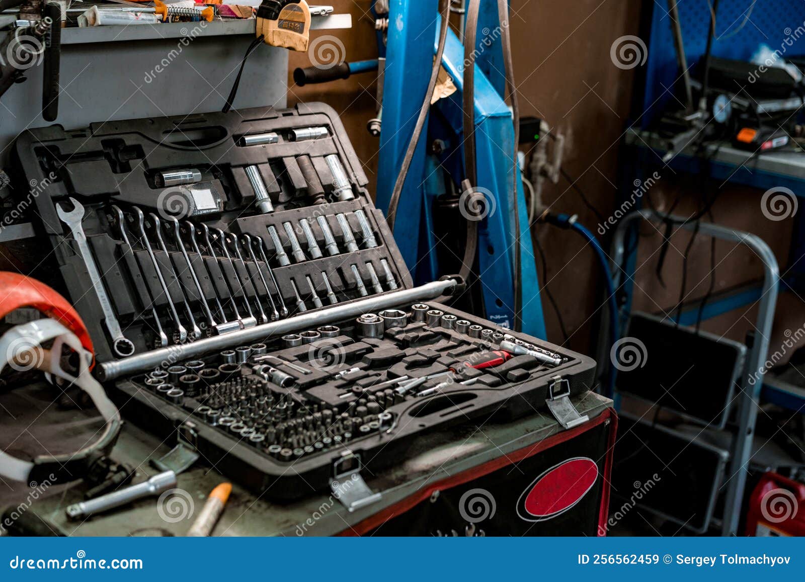 Large Workbench with Tools at Station for Vehicle Technical Servicing ...