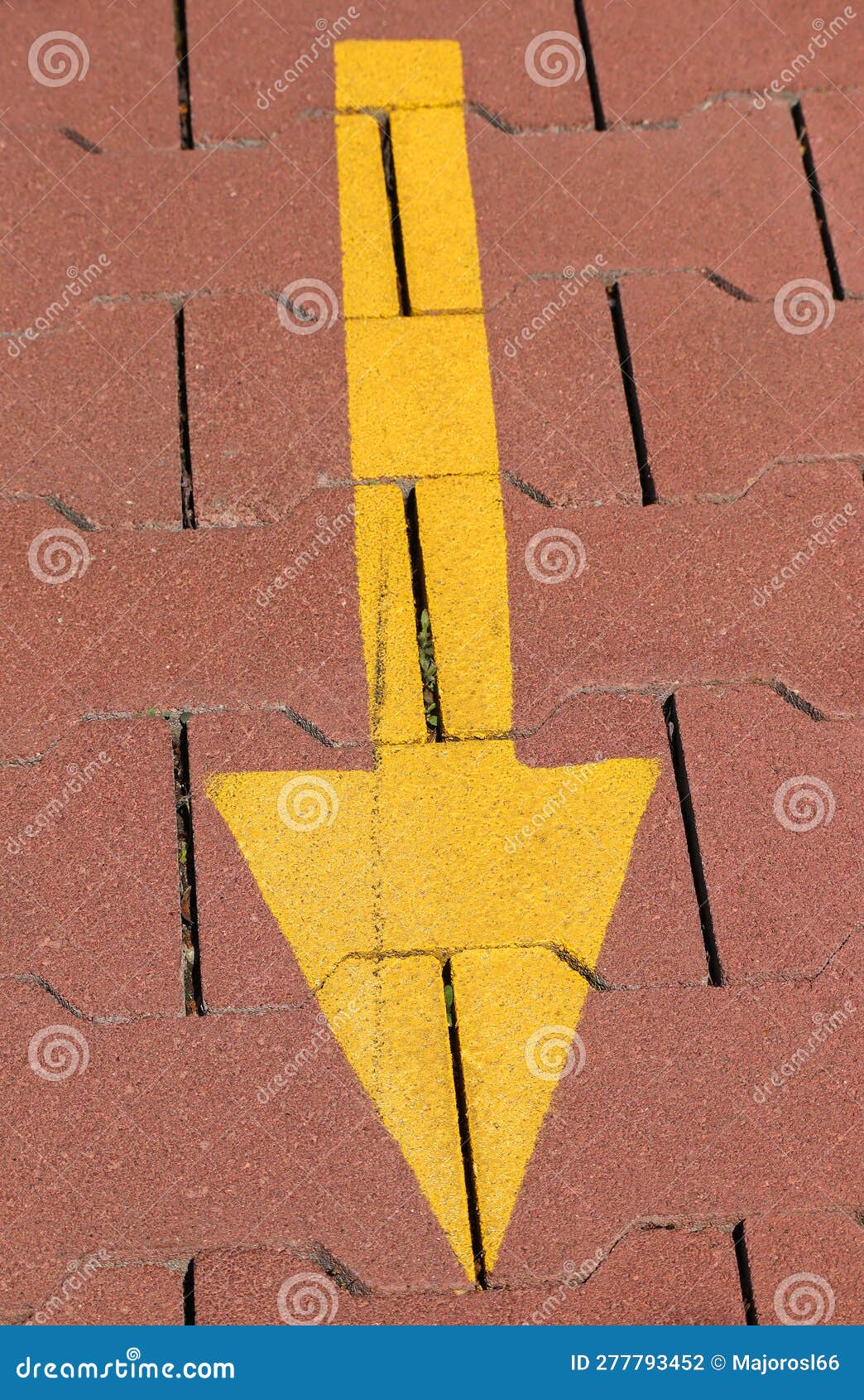 Large Yellow Arrow Sign on the Sidewalk Stock Photo - Image of high ...