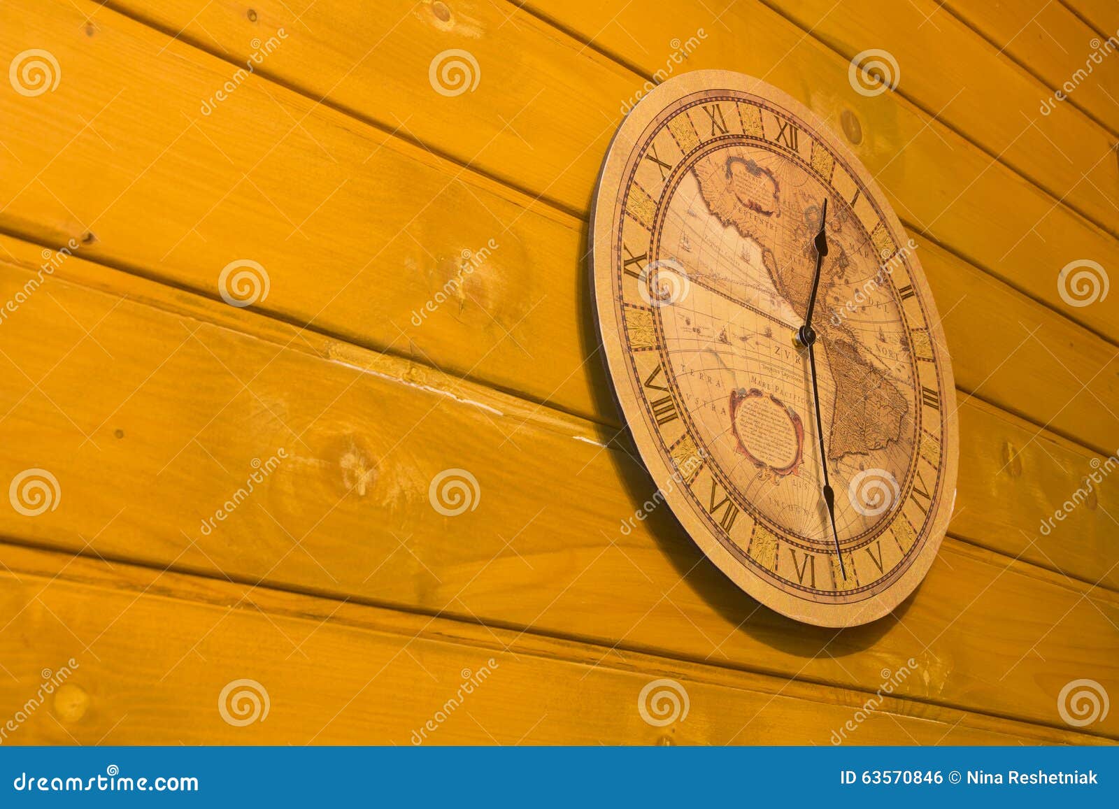 Large Yellow Clock on the Wall Stock Photo - Image of expansive, circle ...