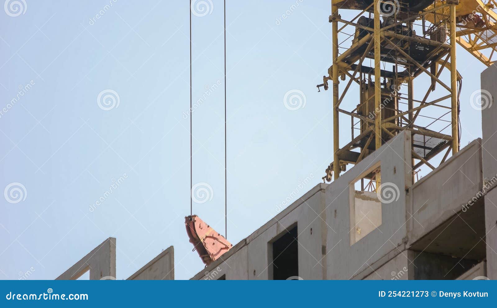 Large Yellow Construction Crane Above the Building. Stock Illustration ...