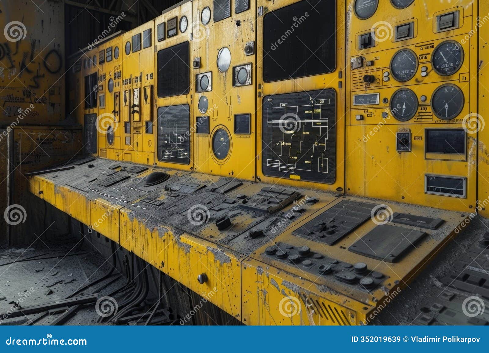 A Large Yellow Control Panel Inside a Building. Ideal for Technology ...