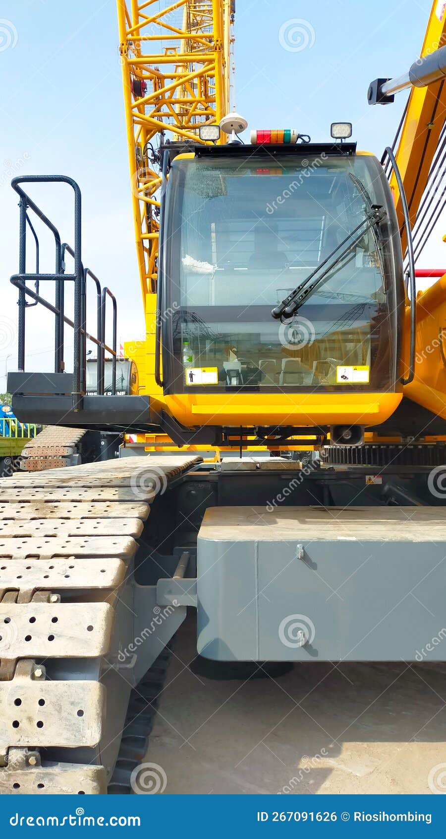 Large Yellow Crawler Crane Operator Cabin Front Look Stock Photo ...