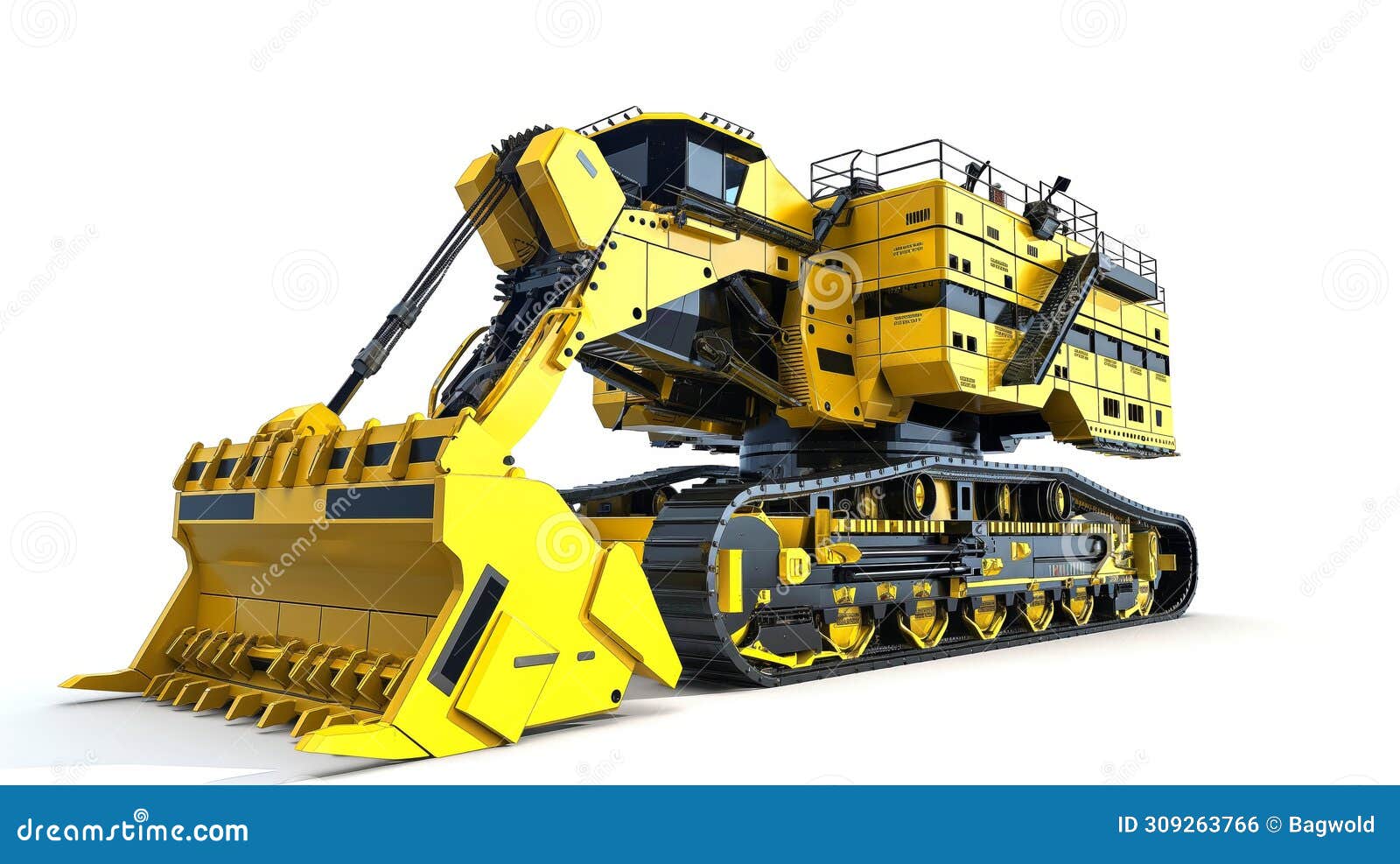 Large Yellow Earth Moving Machine 3D Illustration Stock Illustration ...