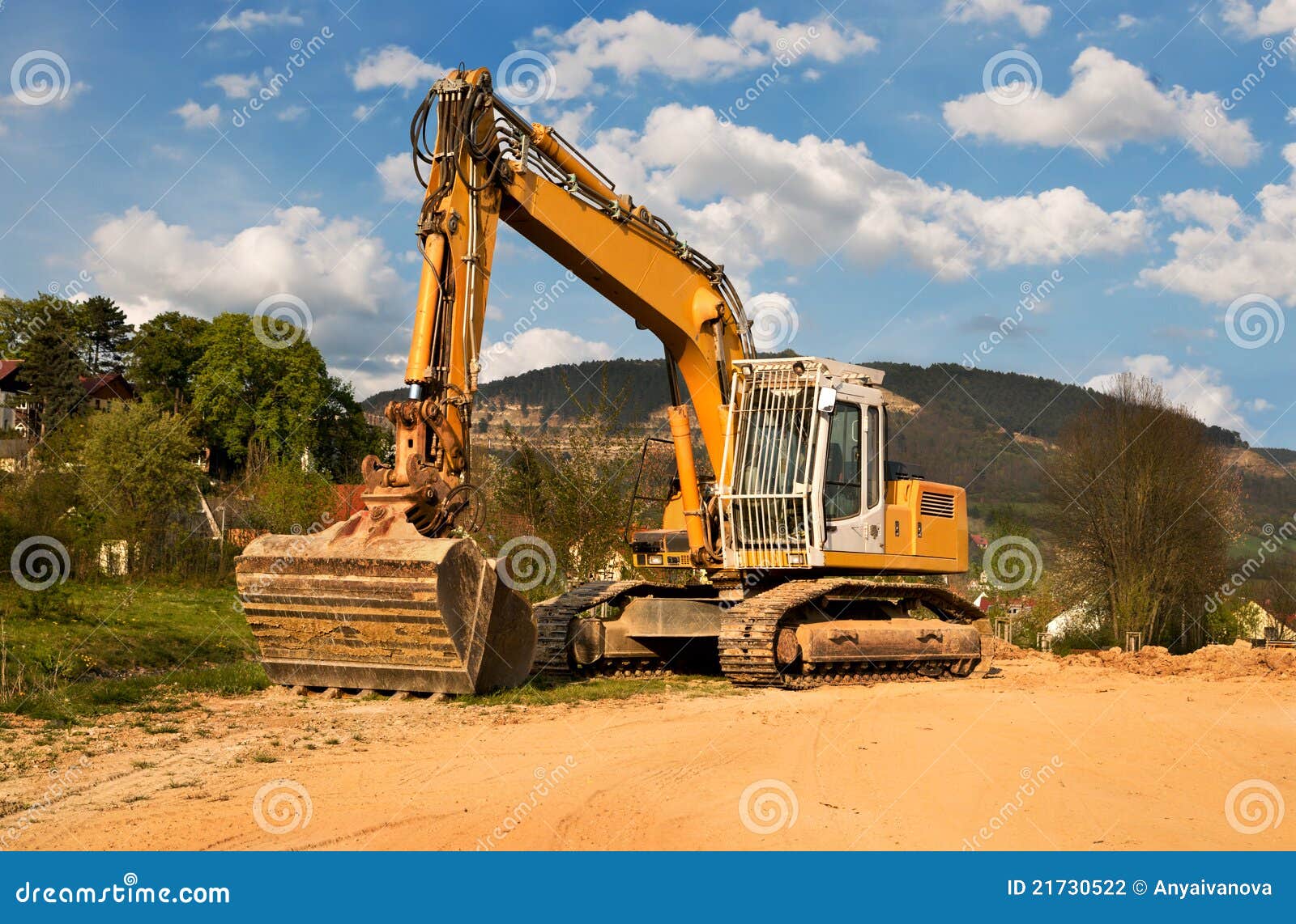 Large yellow excavator stock photo. Image of shovel, ground - 21730522