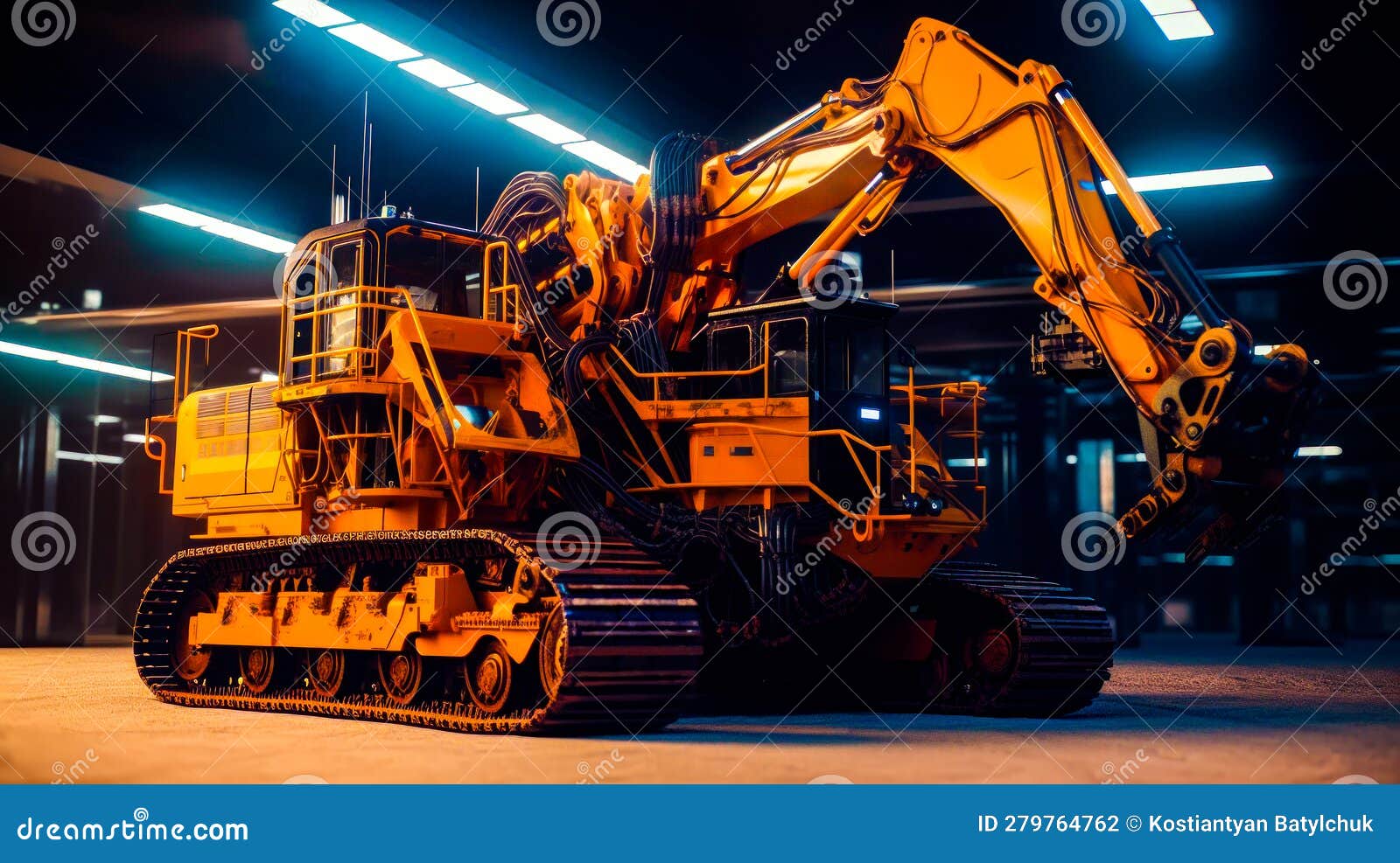 Large Yellow Machine is Parked in Warehouse with Other Machines in the ...