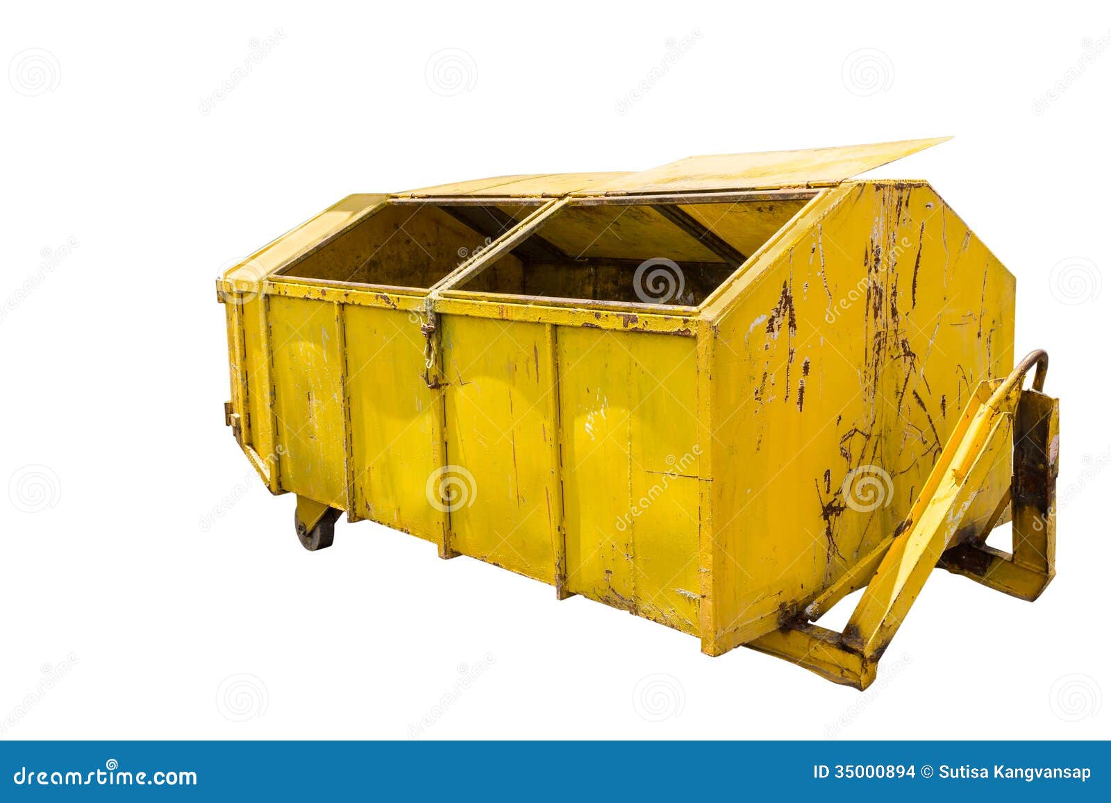 Large Yellow Metal Recycle Garbage Bin Stock Photo - Image of hygiene ...