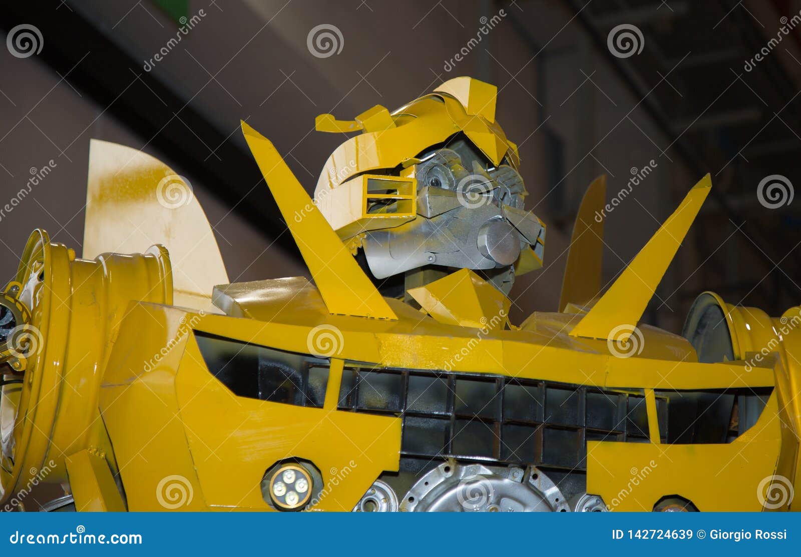 Large Yellow Robot Built with Automobile Parts Stock Image - Image of ...
