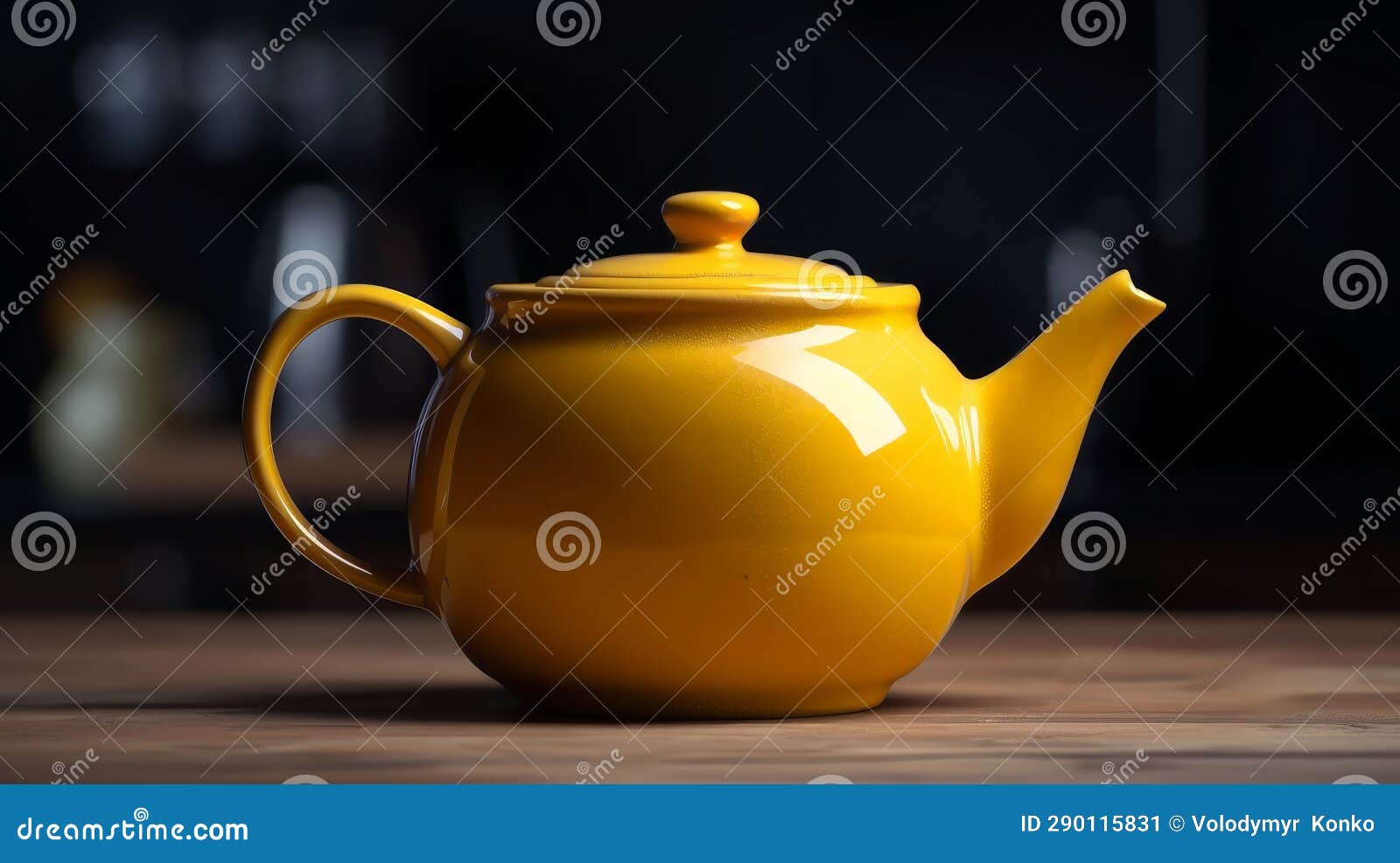 Large Yellow Teapot with Lid on Wooden Table. Generative Ai Stock Image ...
