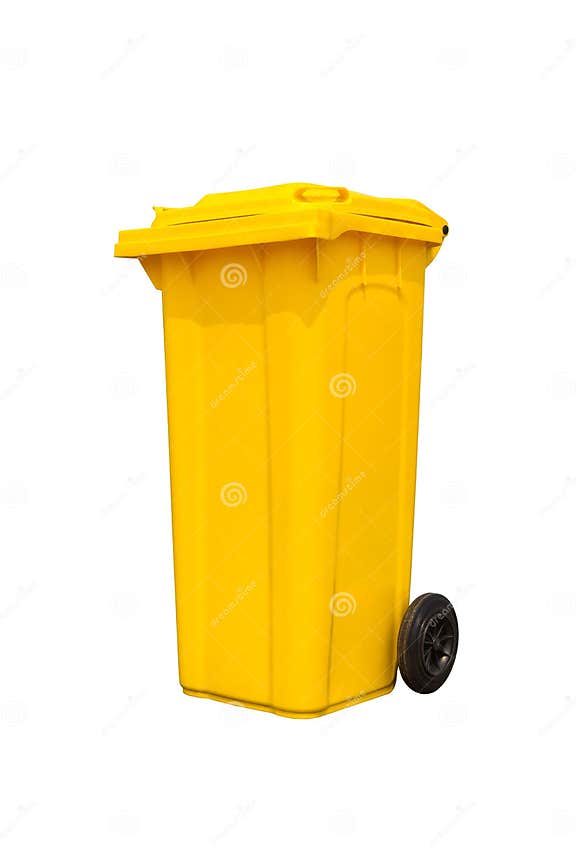 Large yellow trash can stock image. Image of street, wheel - 24022283