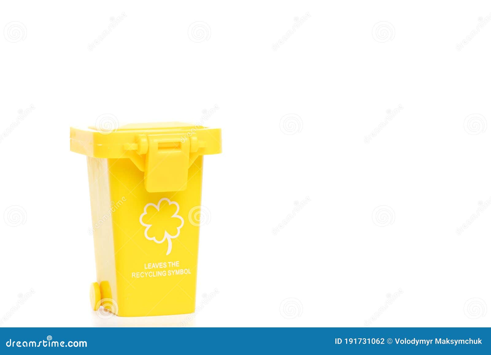 Large Yellow Trash Can Garbage Bin with Wheel, Isolated on White ...