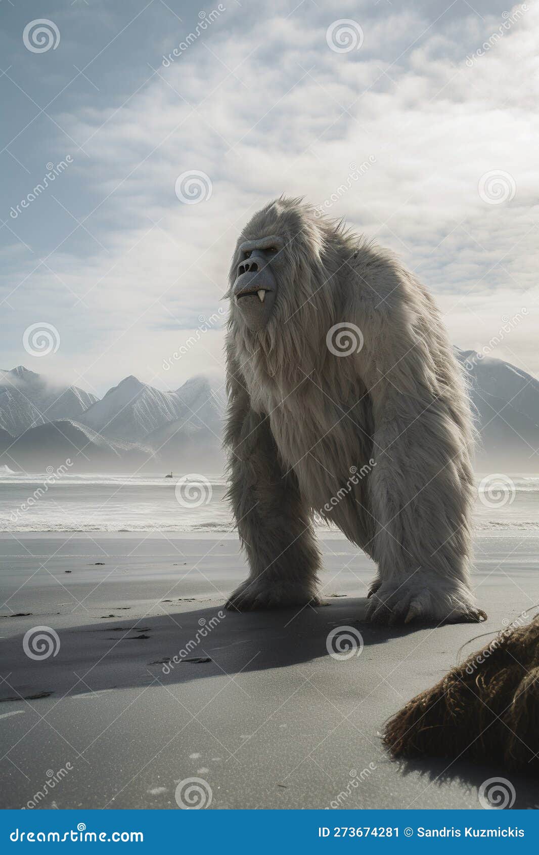 Large Yeti on a Beach. Generative AI Stock Illustration - Illustration ...