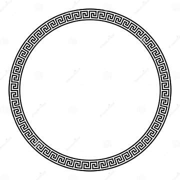 Large Meander Circle Frame, Decorative Border with Seamless Greek Key ...