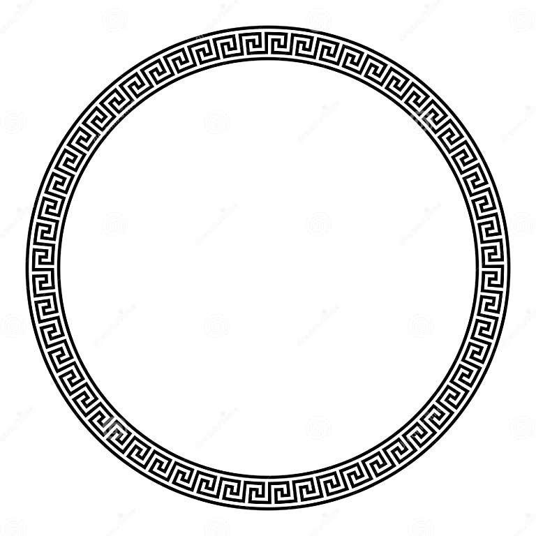 Large Meander Circle Frame, Decorative Border with Seamless Greek Key ...