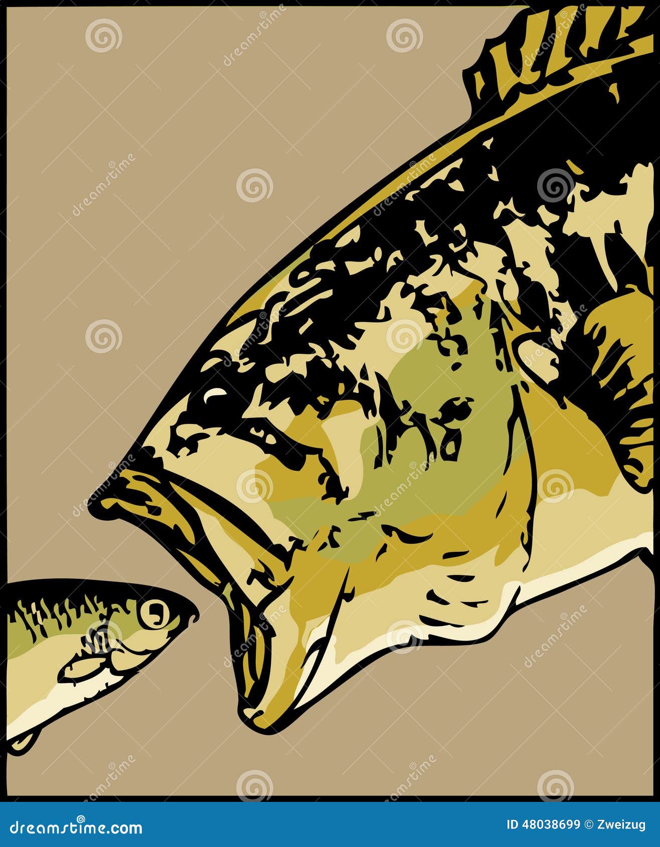 Largemouth Baars Slikt Wat Vis - Vector Vector Illustratie ...
