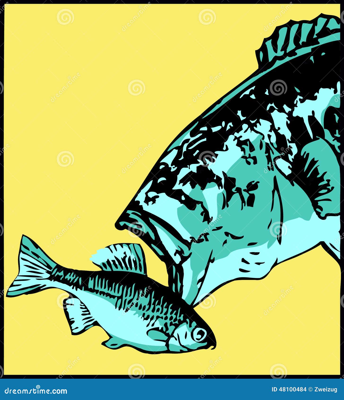 Largemouth Bass Attacks Little Fish - Vector Stock Vector ...