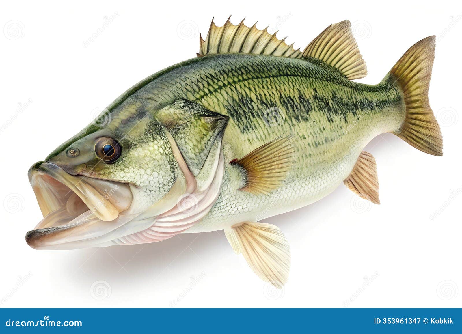 Largemouth Bass Fish Isolated on White Background Stock Illustration ...