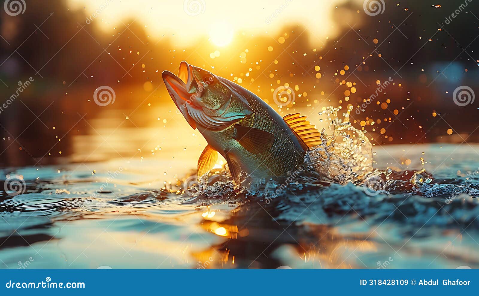 A Largemouth Bass Jumping Out of the Water Stock Image - Image of ...