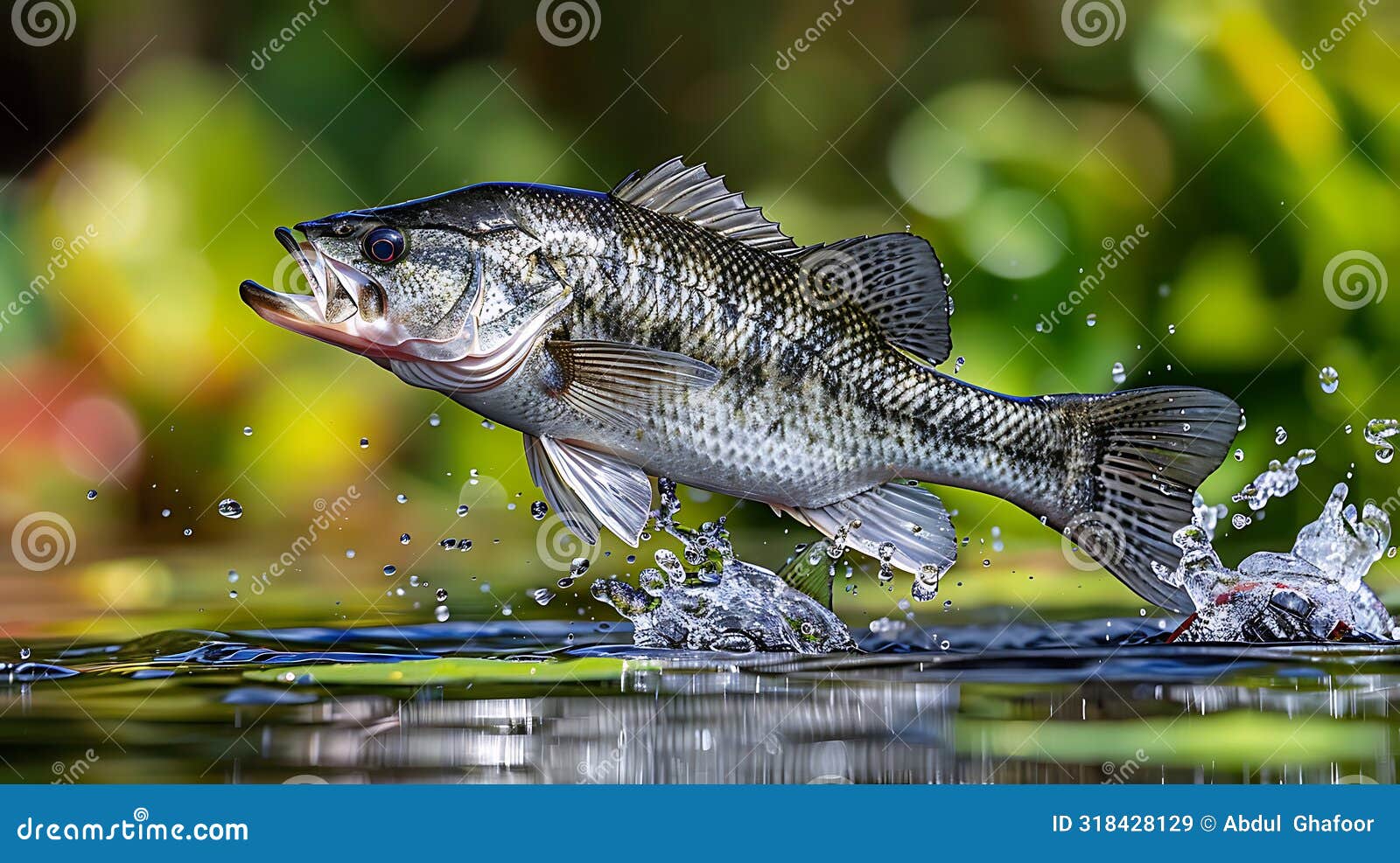 A Largemouth Bass Jumping Out of the Water Stock Image - Image of ...
