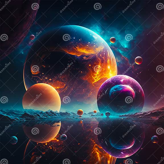 LargePlanets, a Galaxy of Shining Stars on the Surface of Outer Space ...