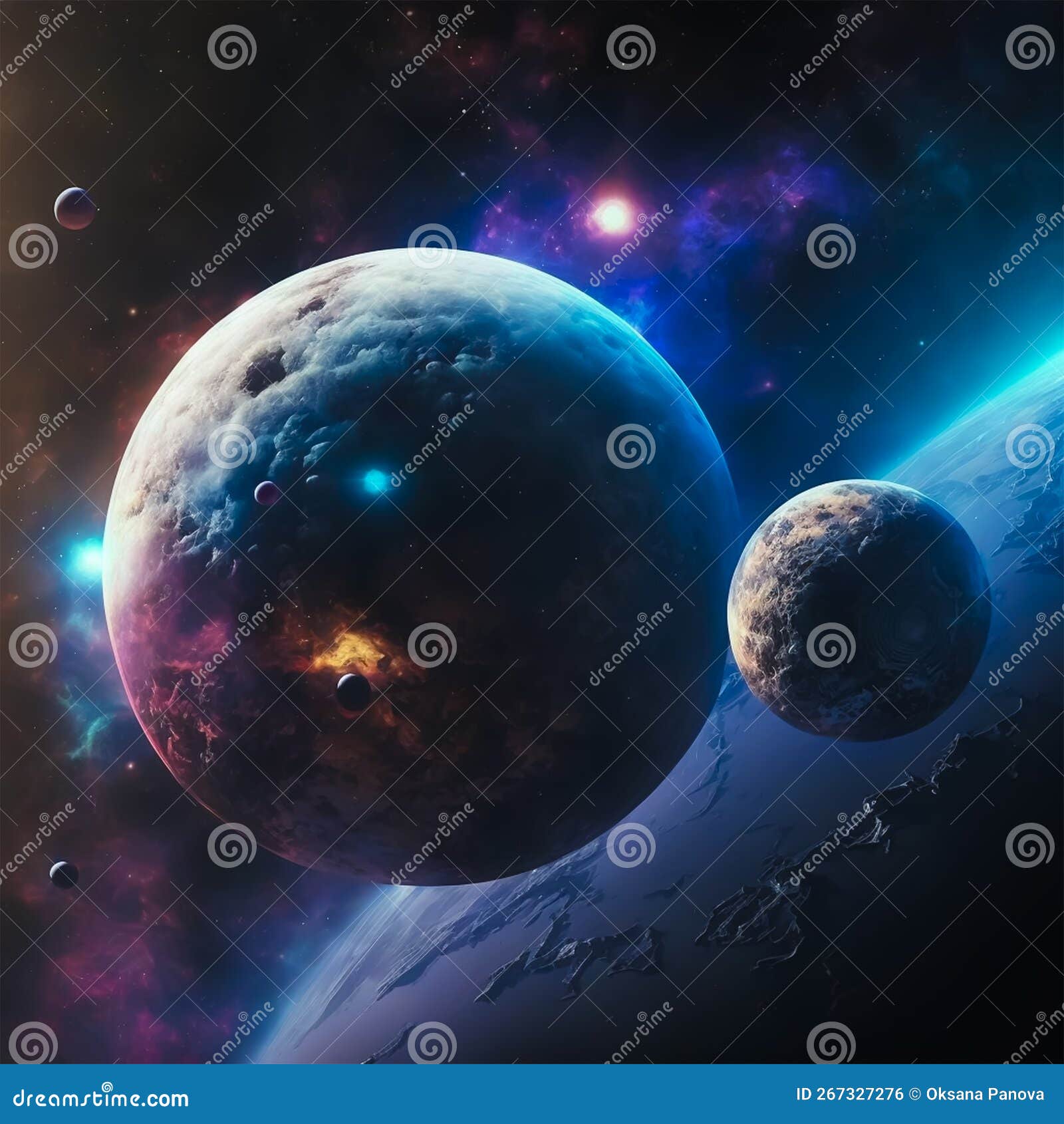 LargePlanets, a Galaxy of Shining Stars on the Surface of Outer Space ...