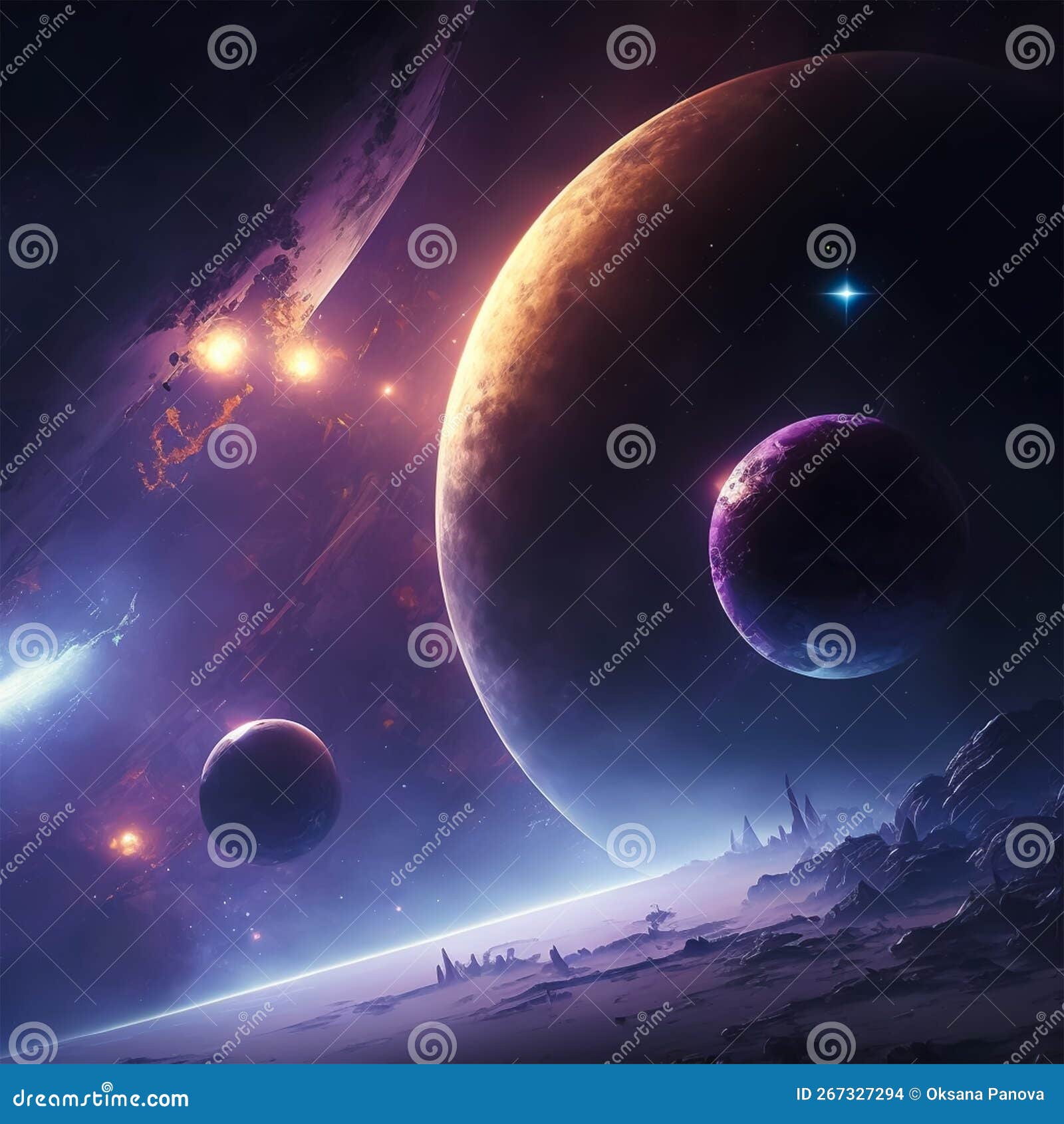 LargePlanets, a Galaxy of Shining Stars on the Surface of Outer Space ...