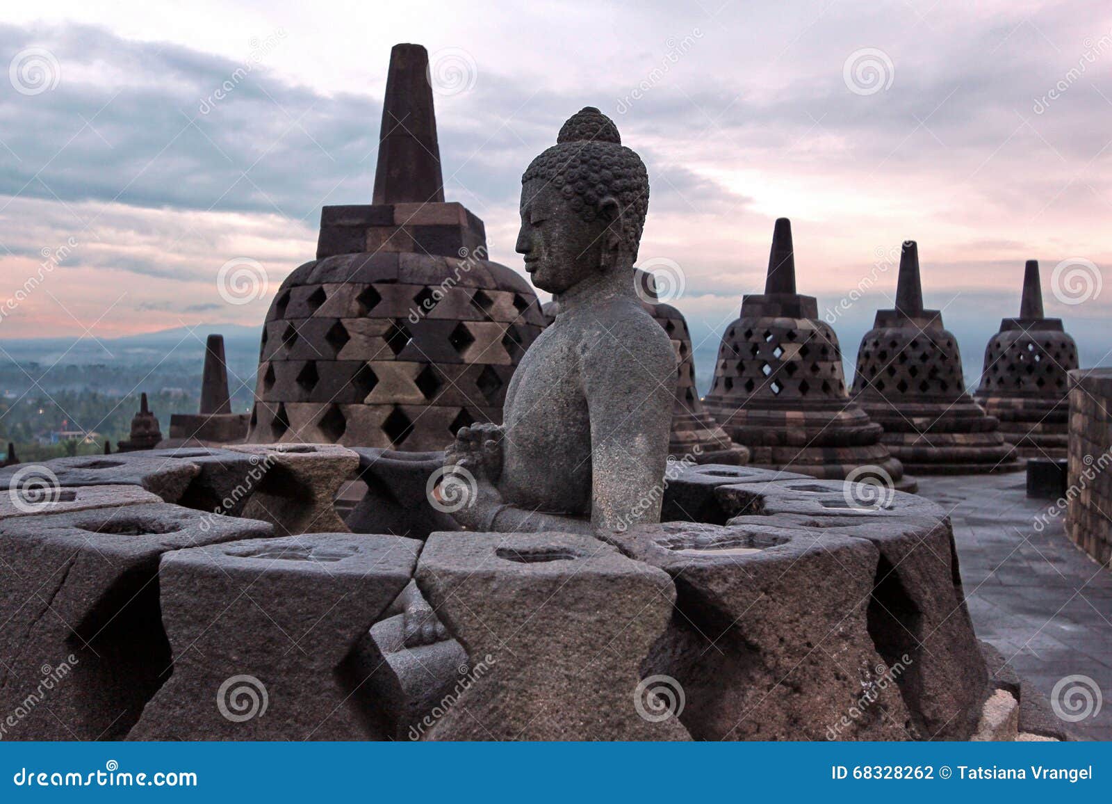 The Largest Buddhist Temple Borobudur in Java at Sunrise Time. Stock ...