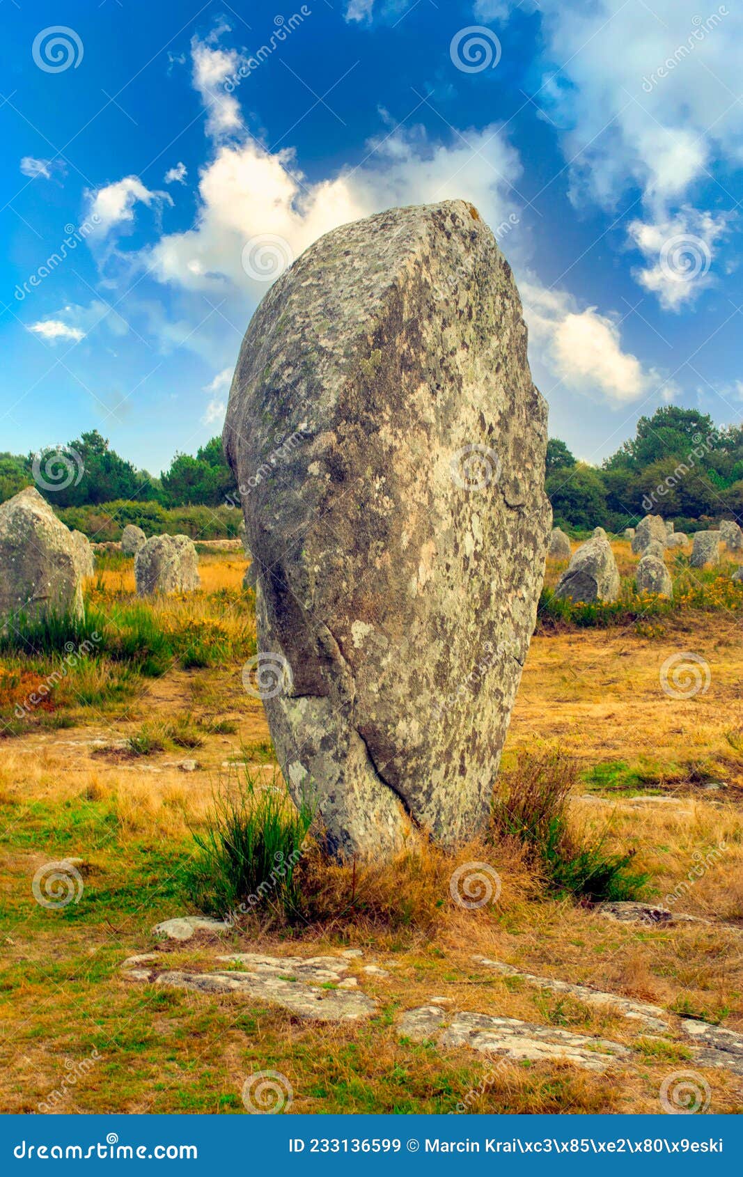Menhir carnac stock image. Image of geology, grass, ruins - 233136599