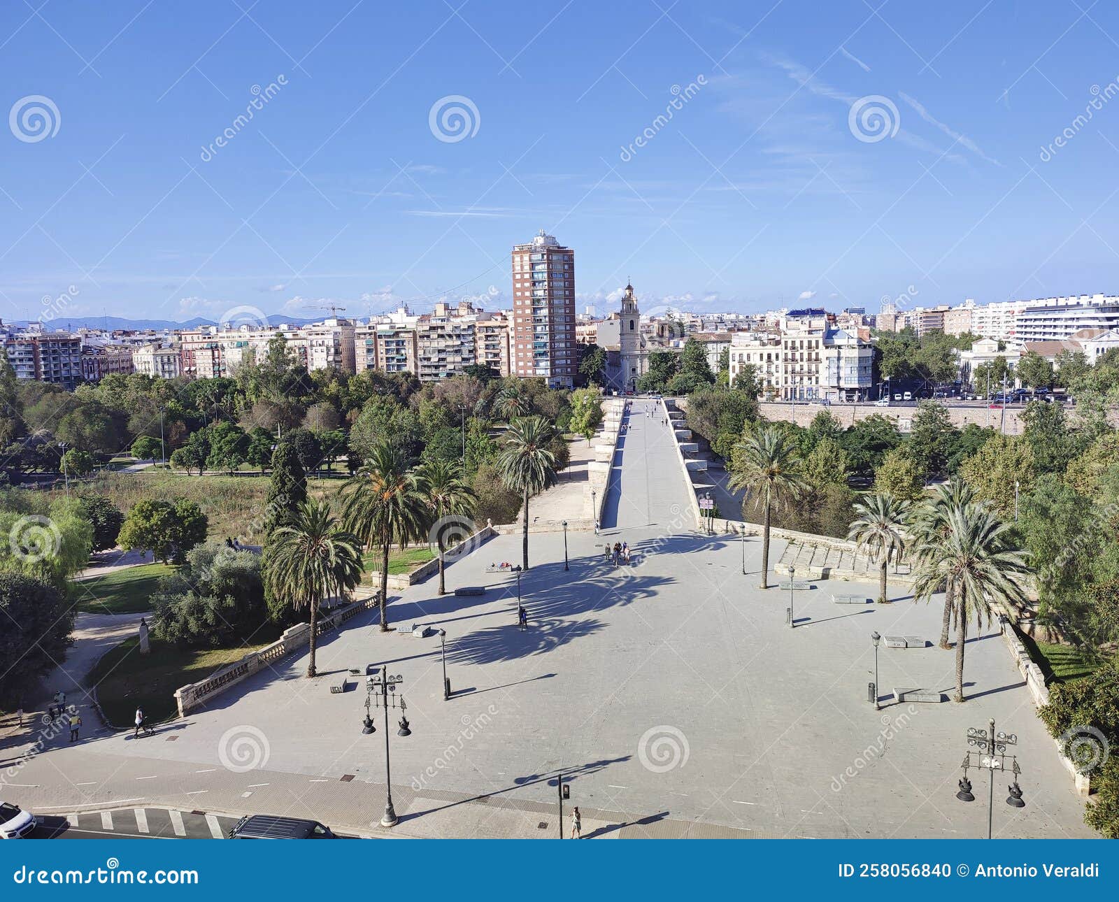 Turia Garden in Valencia. stock photo. Image of buildings - 258056840