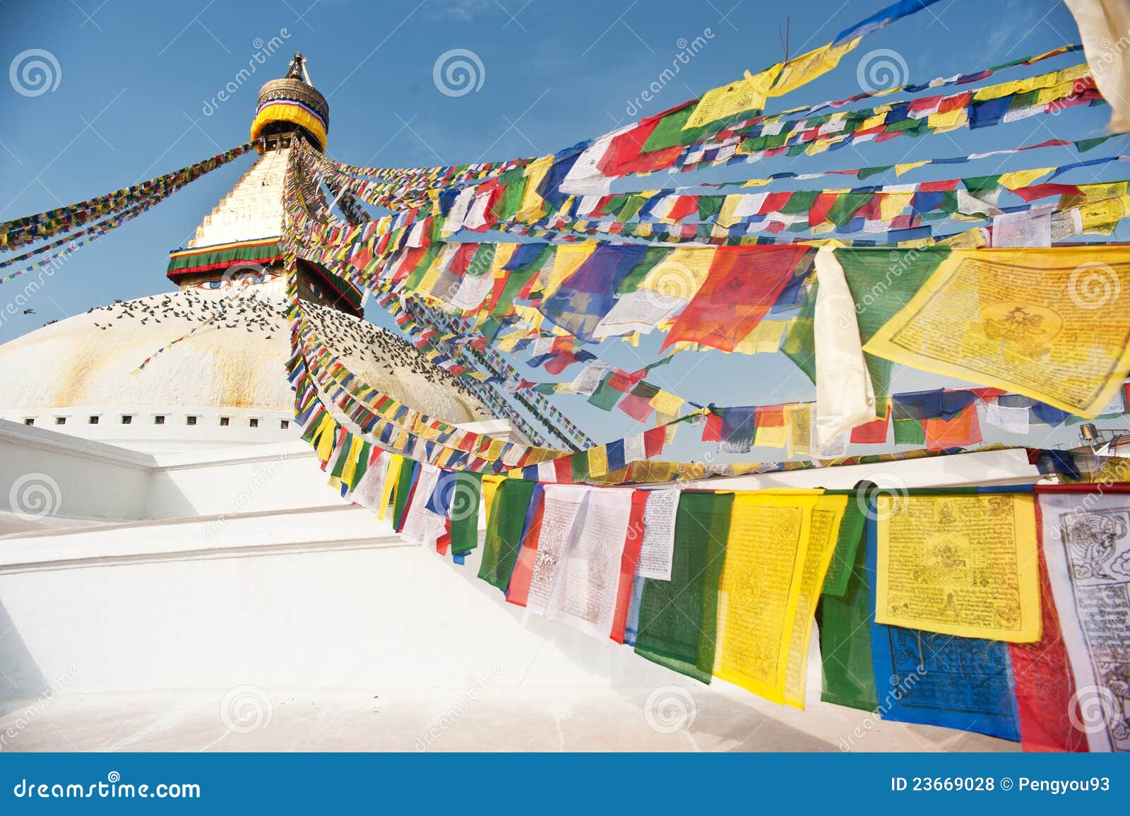The Largest Stupa, Prayer Flags, Nepal Stock Photo - Image of nepalese ...