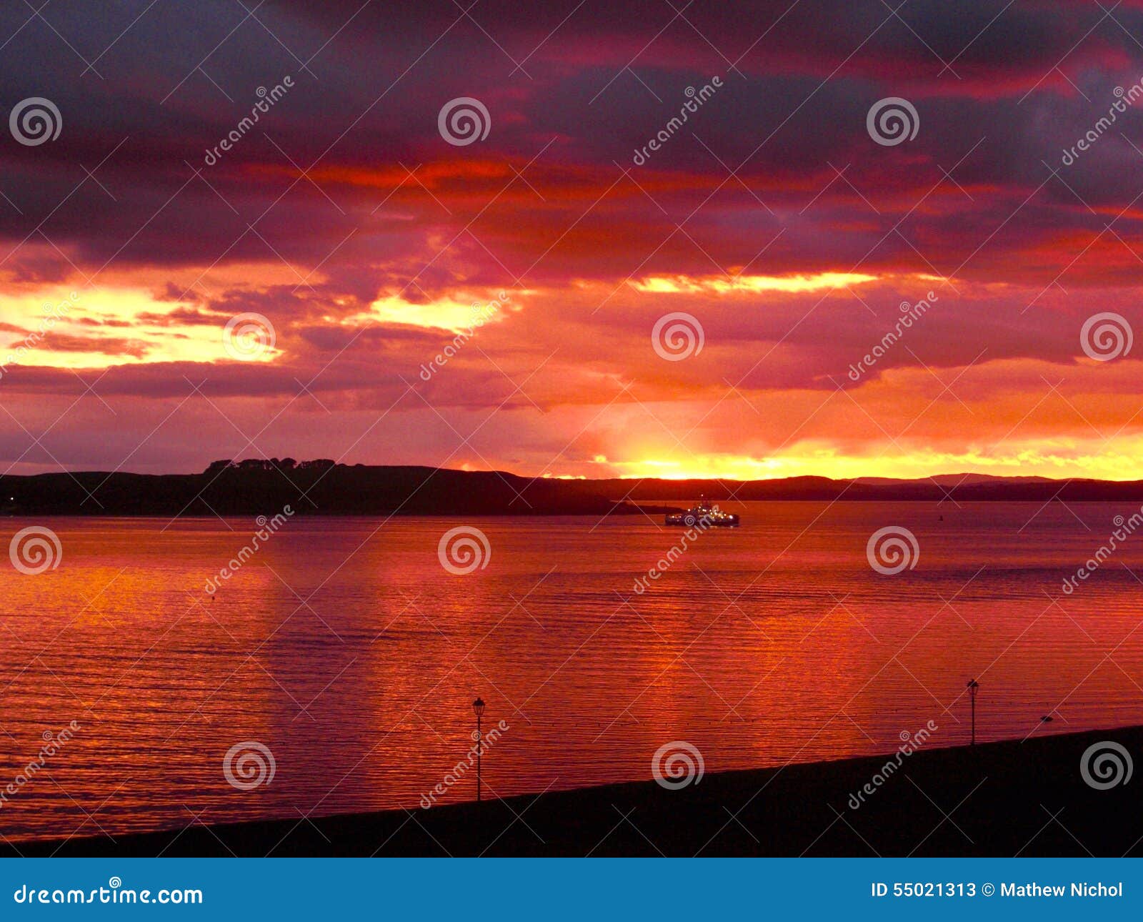 Golden stock image. Image of golden, largs, harbor, sunset - 55021313