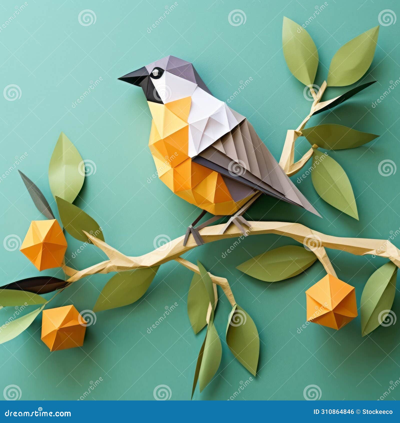 Lark Paper Craft: Polygon Design Perched On Tree Branch Wall Art ...