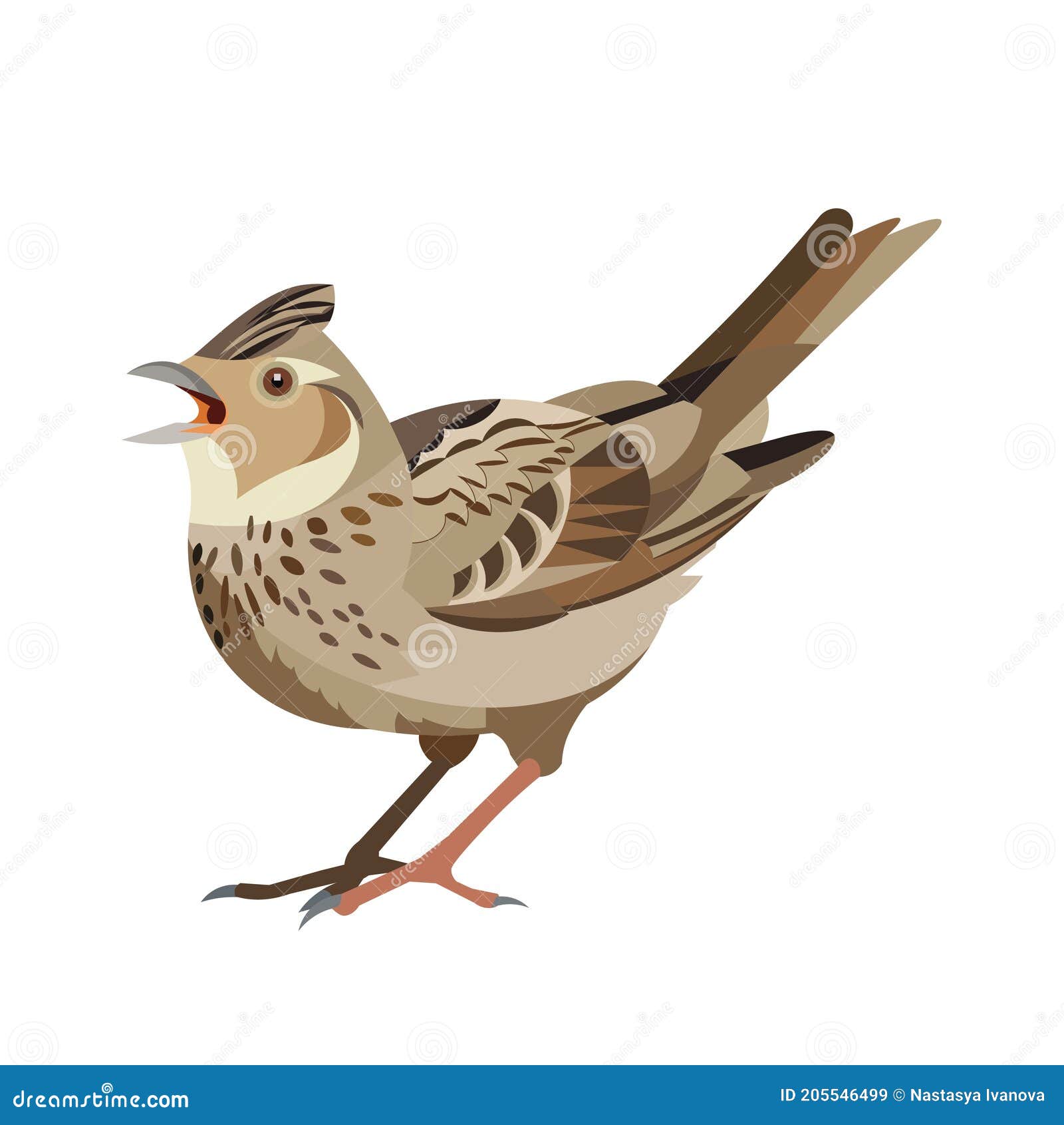 A Lark Stands And Sings. Isolated Vector Silhouette | CartoonDealer.com ...