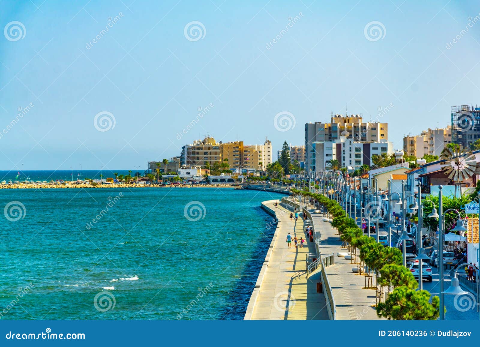 LARNACA, CYPRUS, AUGUST 15, 2017: Seaside Promenade in Larnaca, Cyprus ...