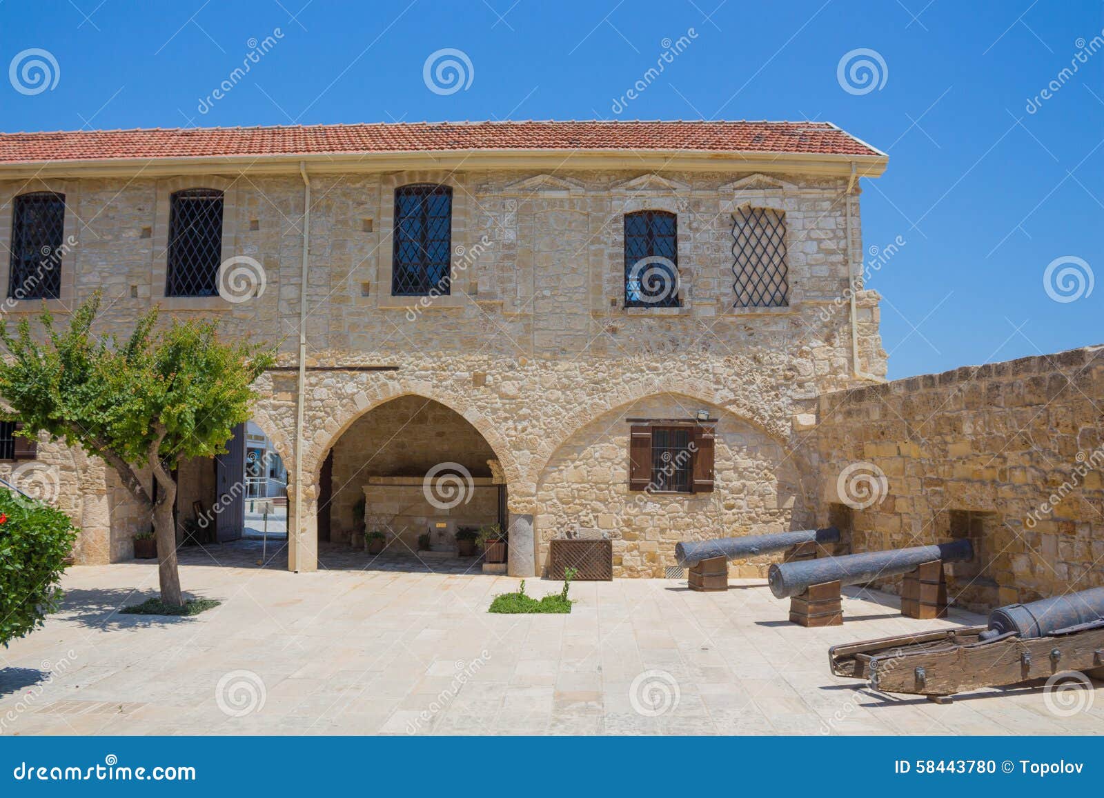 Larnaca medieval fort stock photo. Image of cannon, inside - 58443780