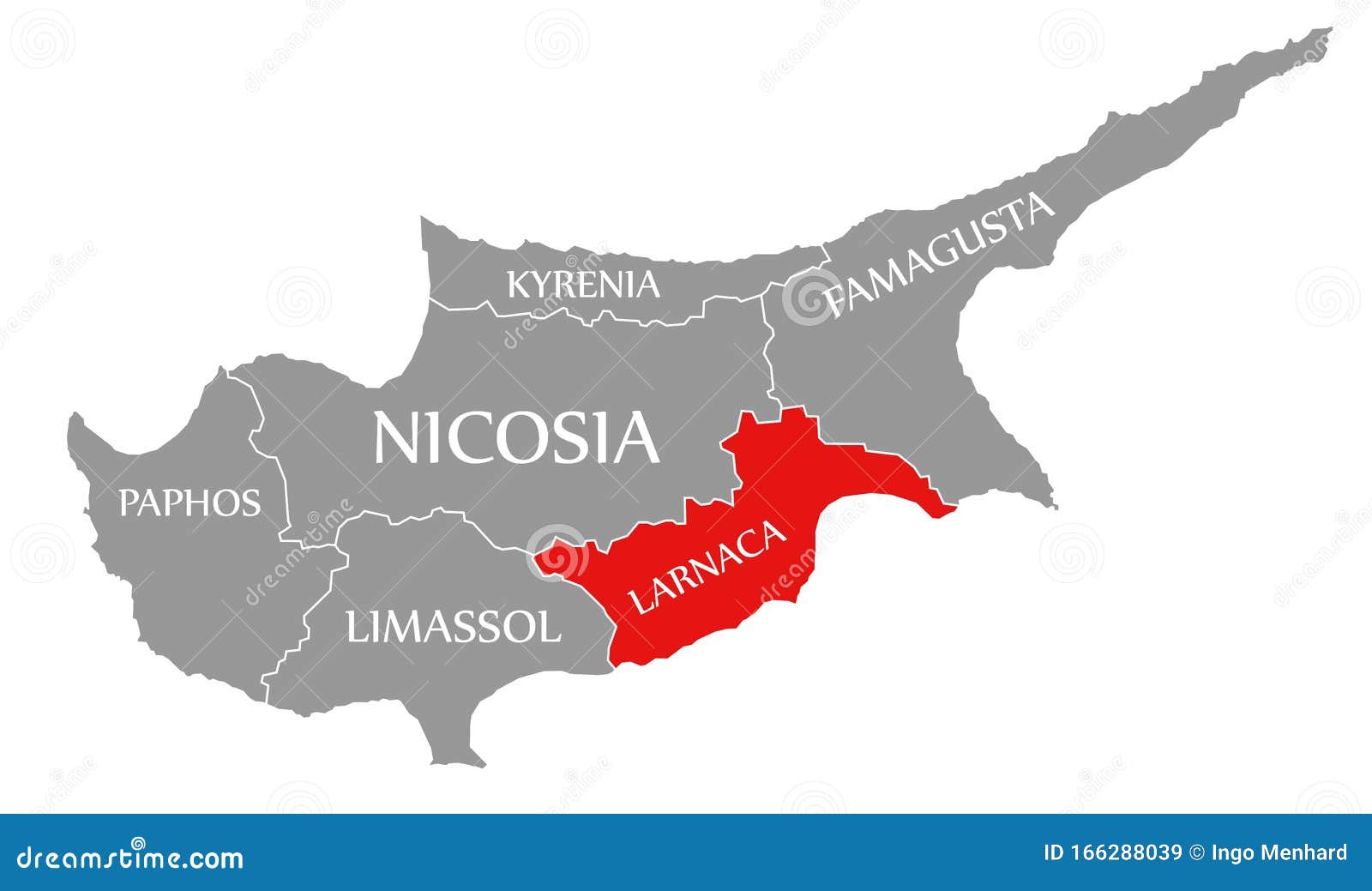 Larnaca Red Highlighted in Map of Cyprus Stock Illustration ...