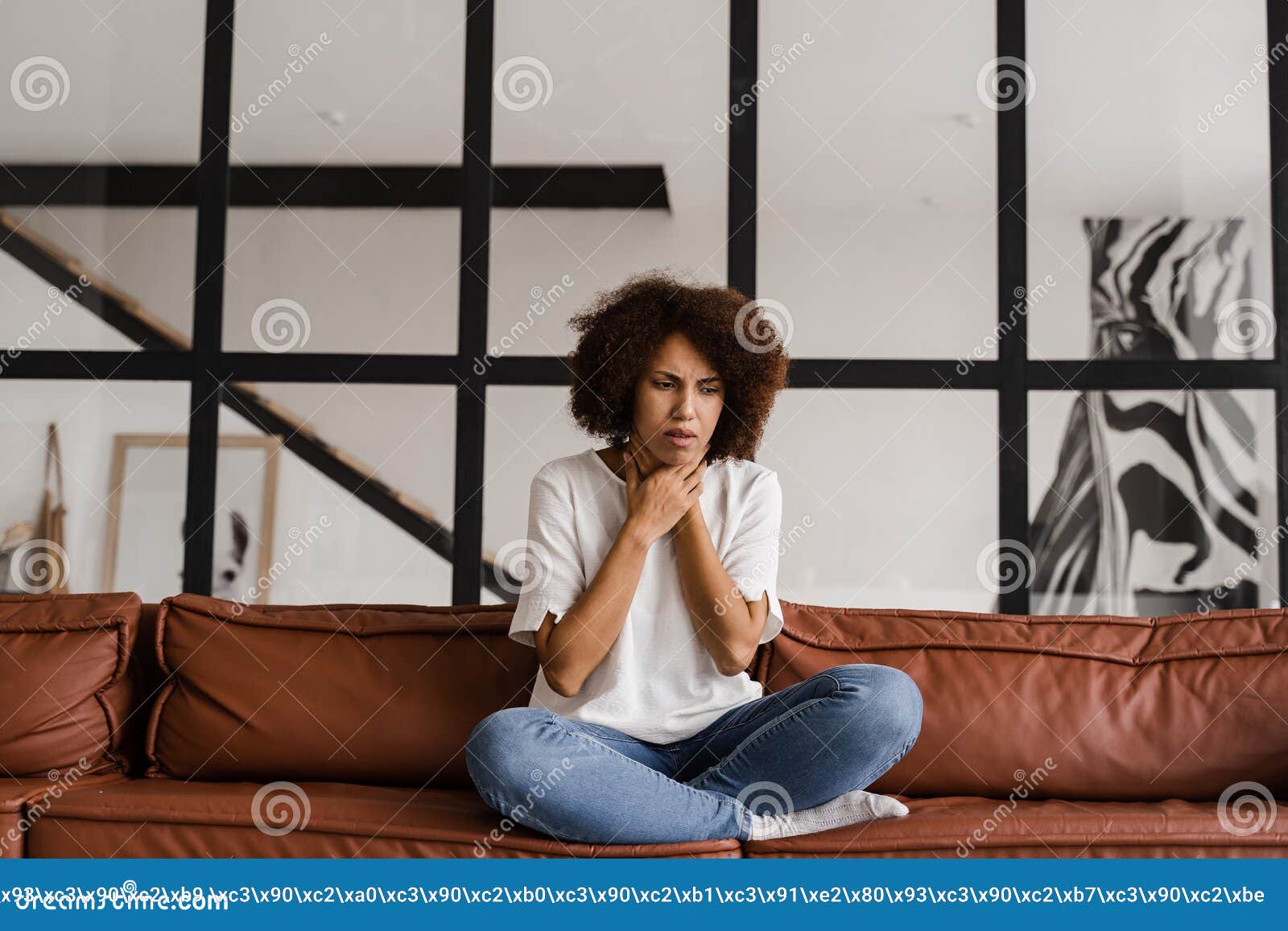 Laryngitis First Symptoms Throat Ache Sick African American Girl