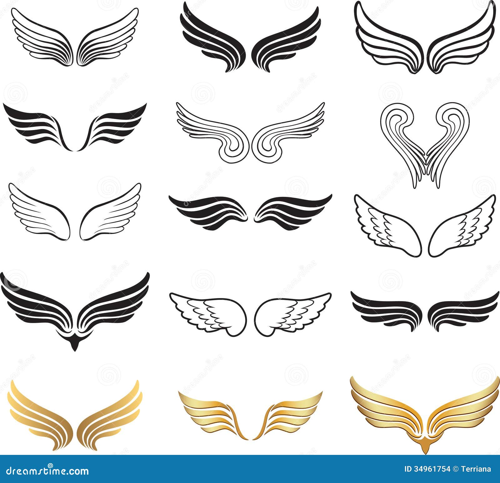 Las Alas Vector El Conjunto Stock de ilustración - Ilustración de ...